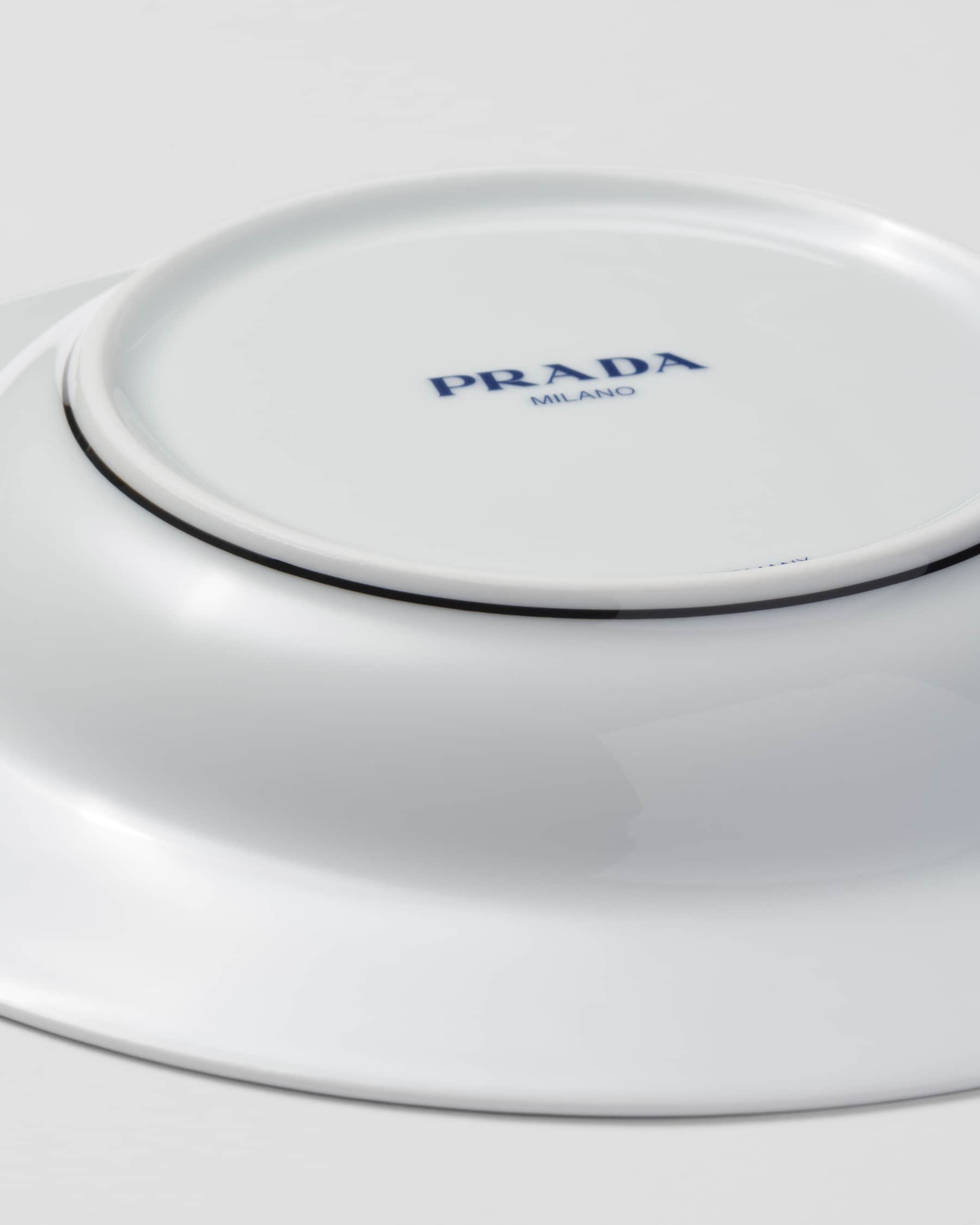 White/black Set Of Two Porcelain Soup Plates - Checkerboard | PRADA