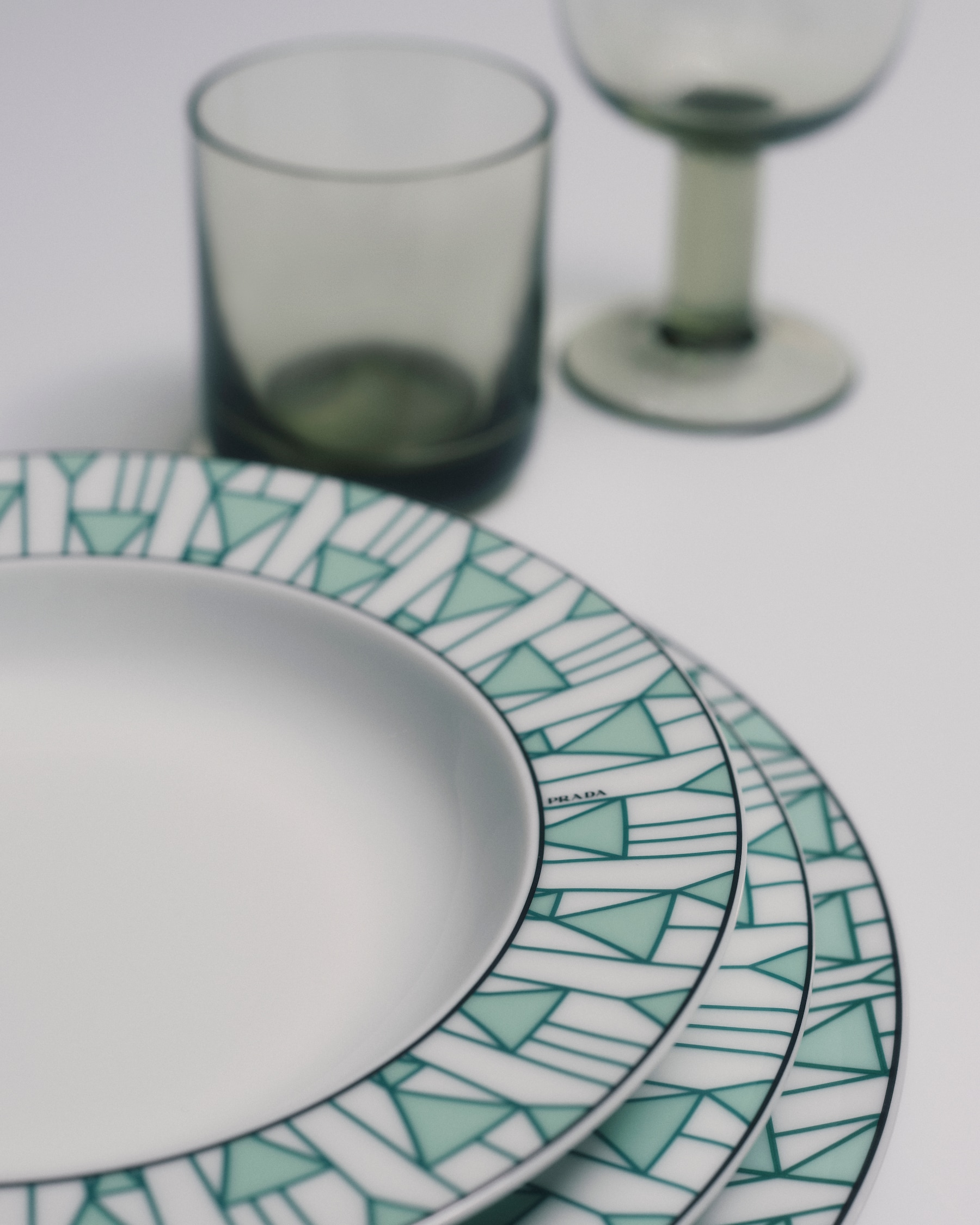Green Set of two porcelain soup plates - Vienna Green | PRADA
