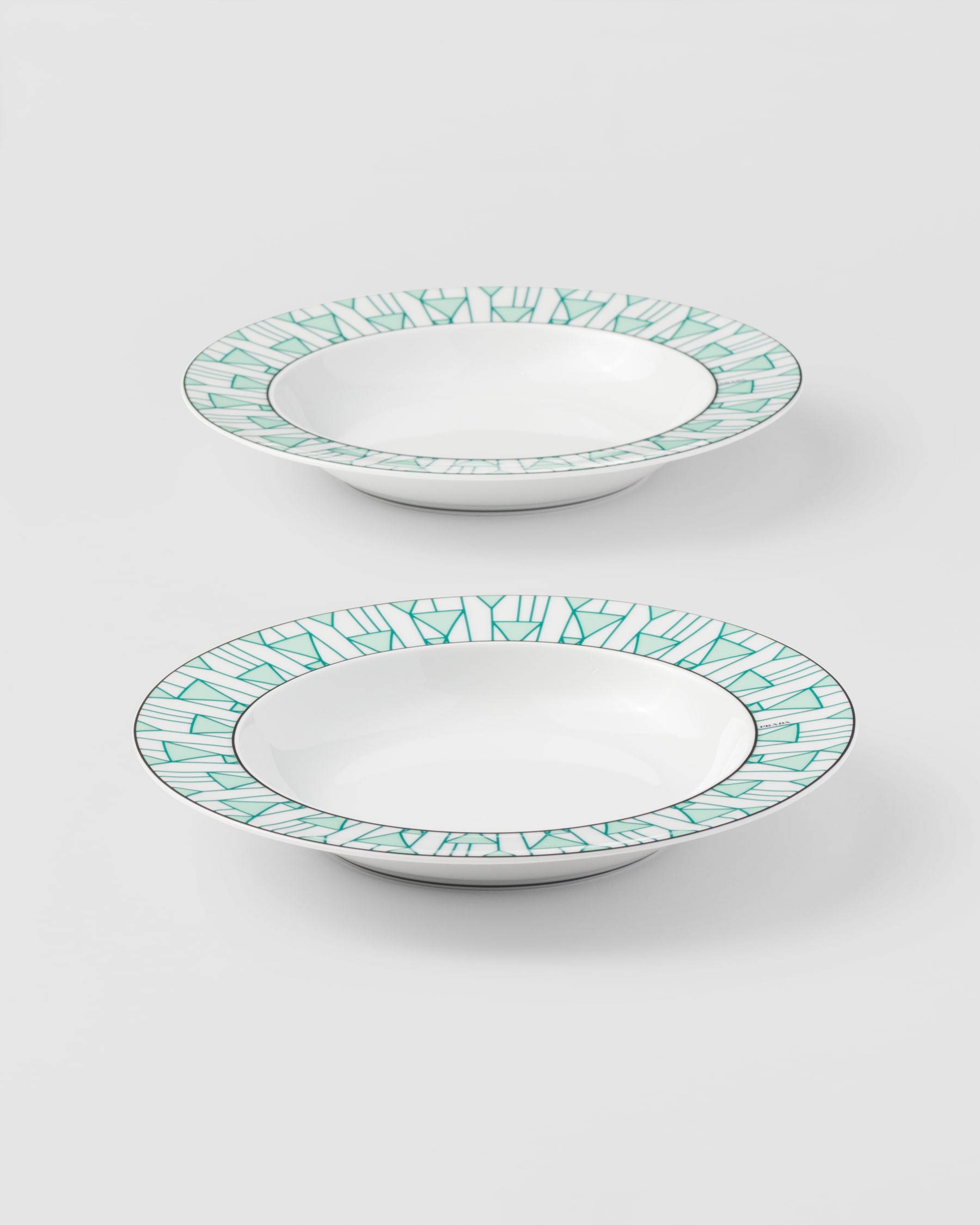 Green Set of two porcelain soup plates - Vienna Green | PRADA
