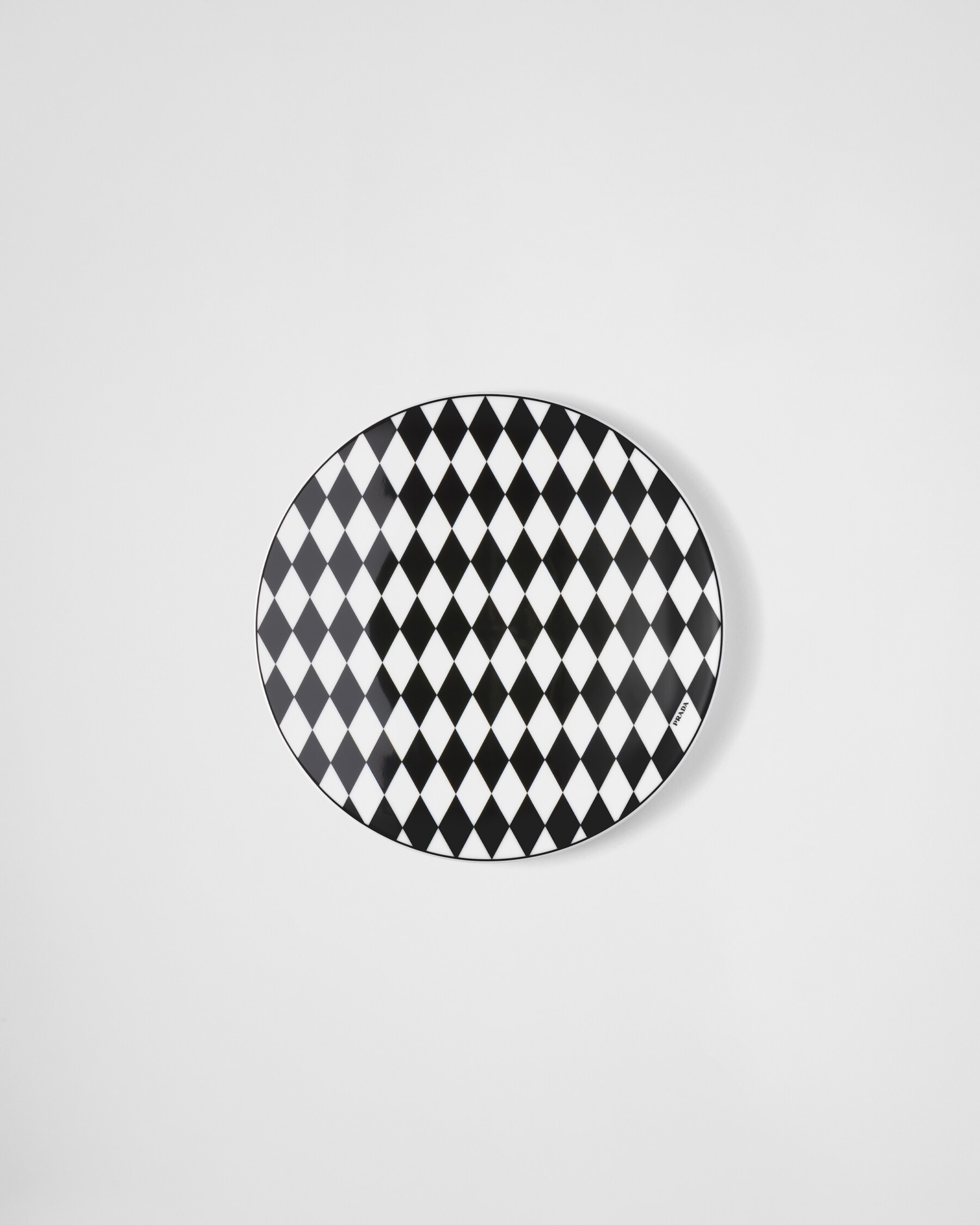 White/black Porcelain charger plate - Checkerboard | PRADA
