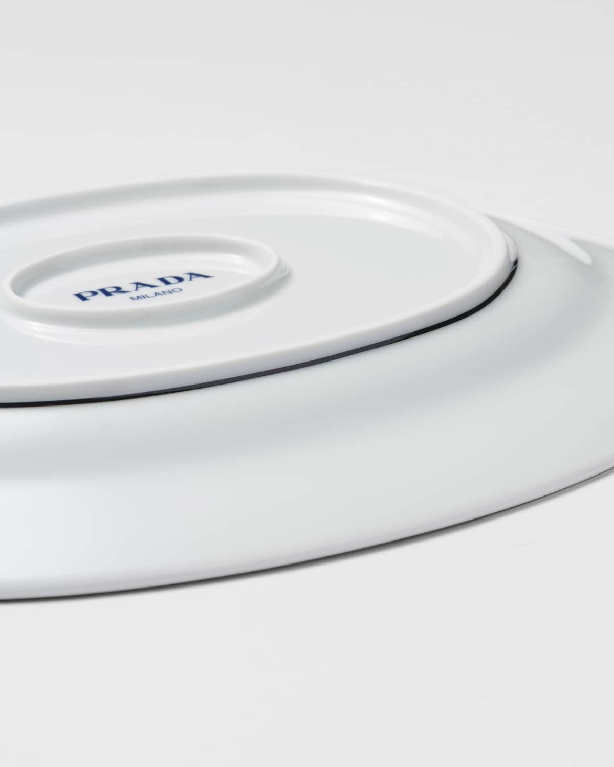 White/black Small Porcelain Serving Plate - Checkerboard | PRADA