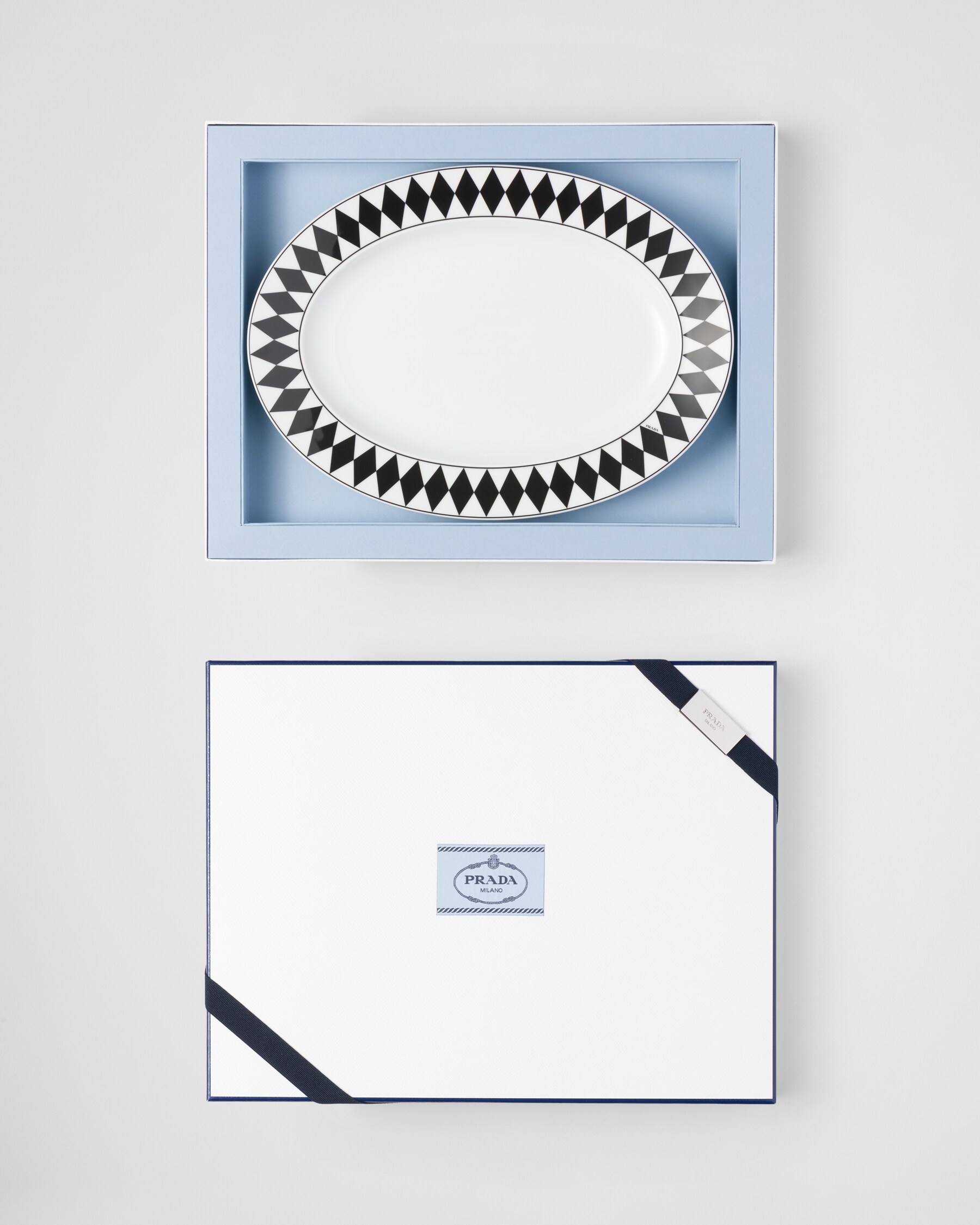 F0e5w Medium Porcelain Serving Plate - Checkerboard | PRADA