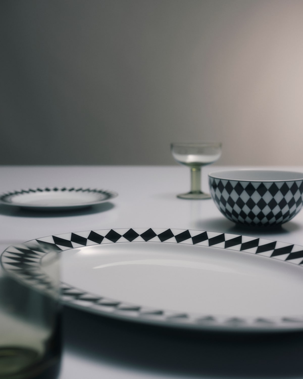 White/black Large Porcelain Serving Plate - Checkerboard | PRADA