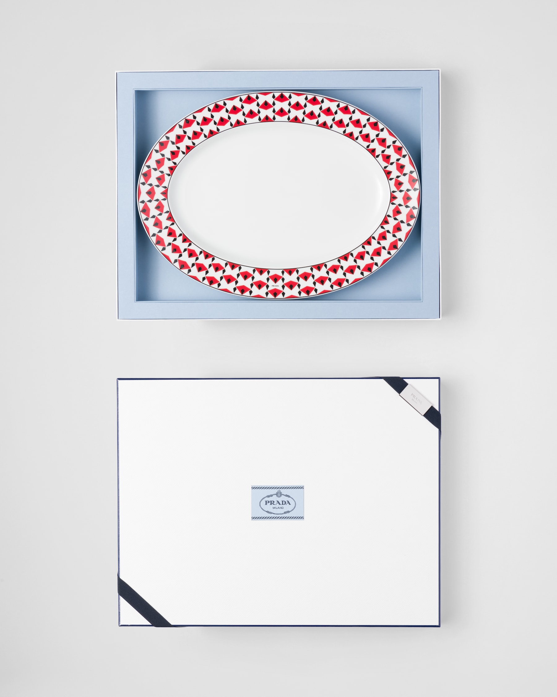 Black/red Large Porcelain Serving Plate - Vienna Red | PRADA