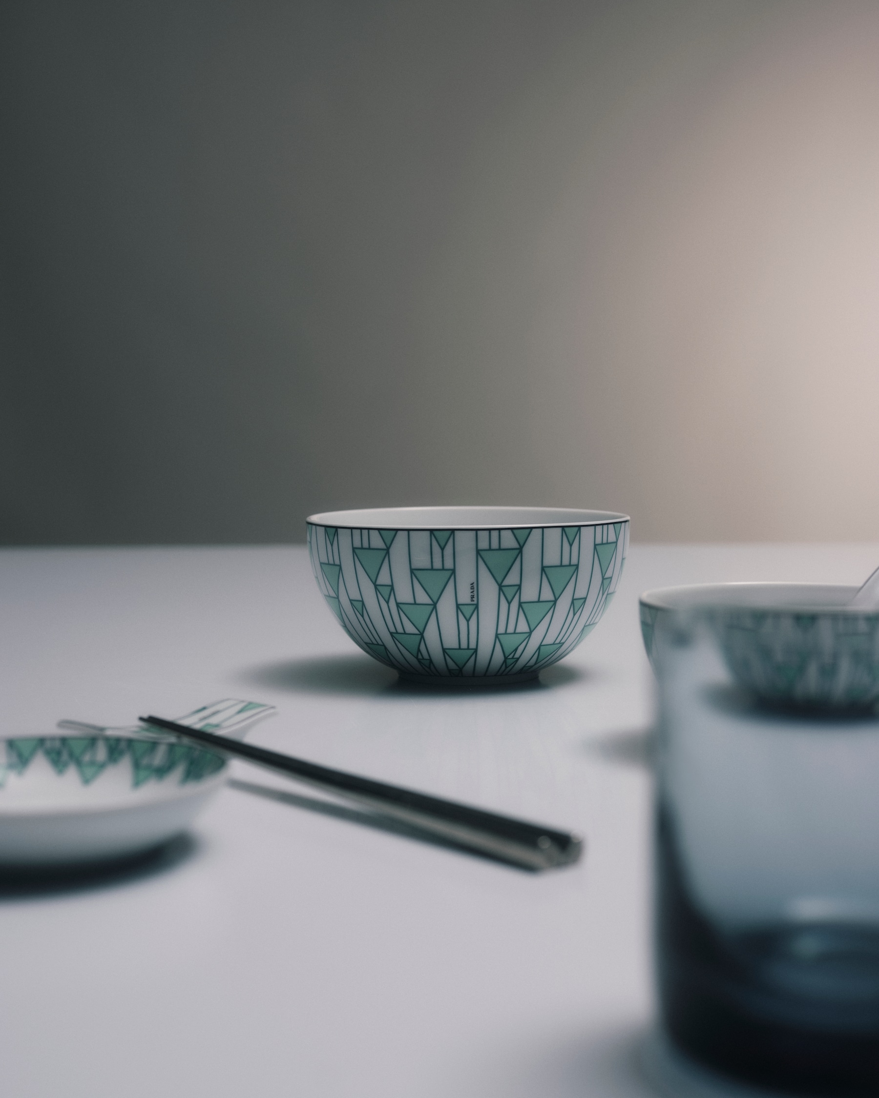 Green Set Of Two Porcelain Soup Bowls - Vienna Green | PRADA