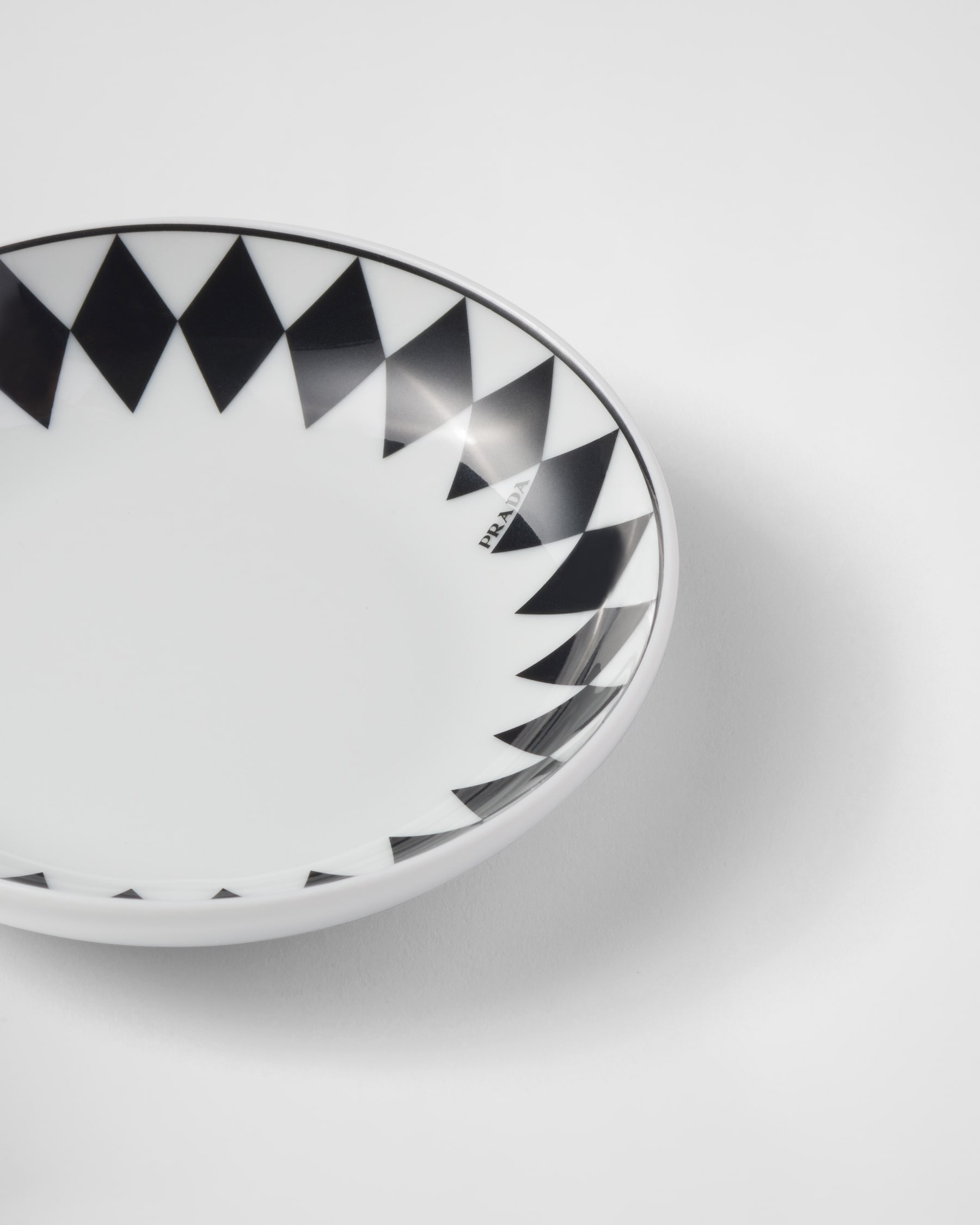 White/black Set Of Two Porcelain Sauce Bowls - Checkerboard | PRADA
