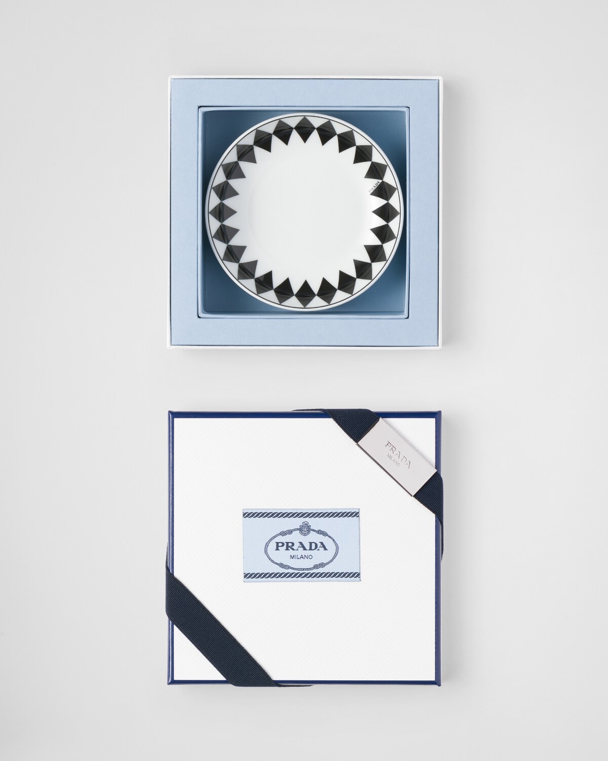 White/black Set of two porcelain sauce bowls - Checkerboard | PRADA