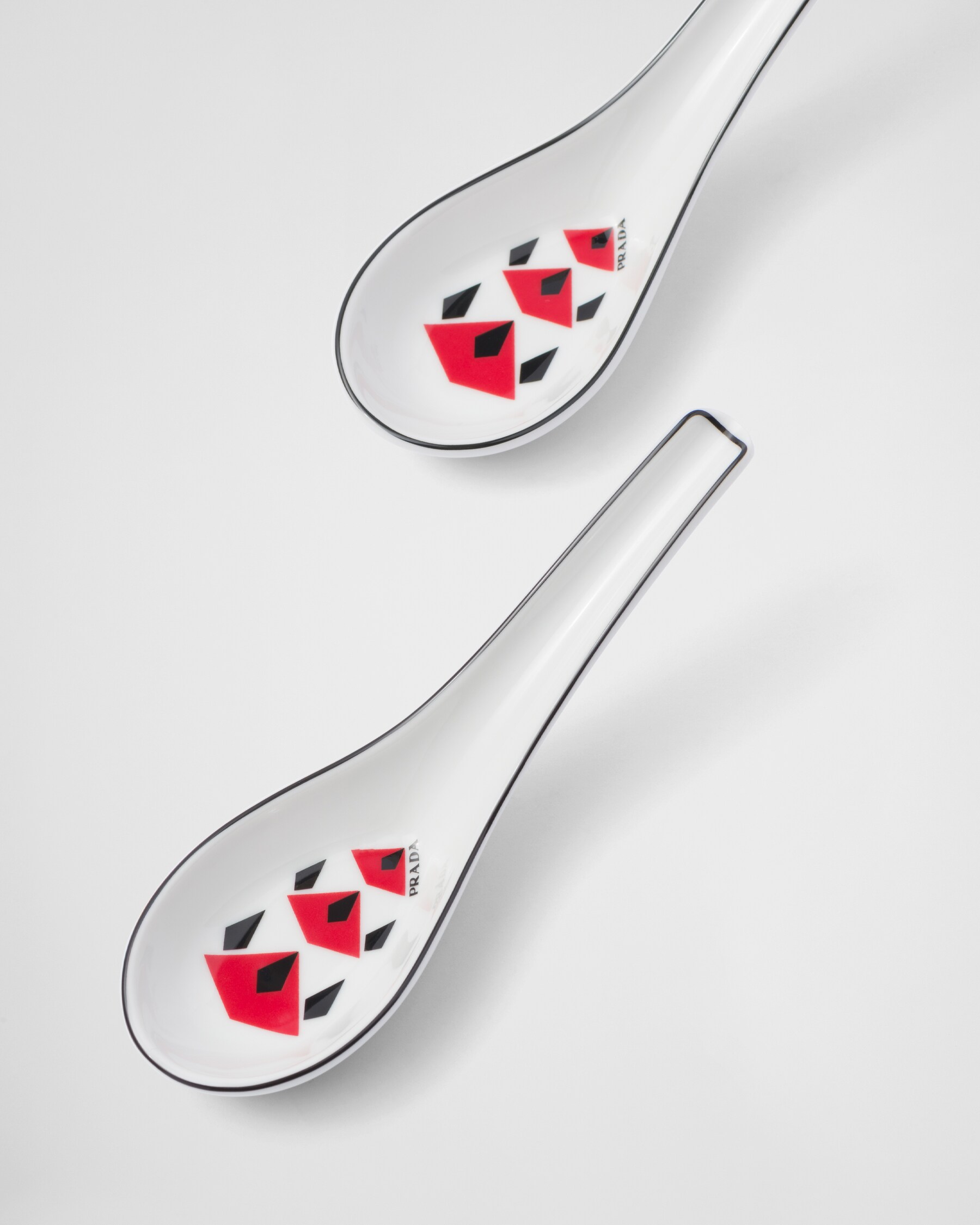 Black/red Set Of Two Porcelain Spoons - Vienna Red | PRADA