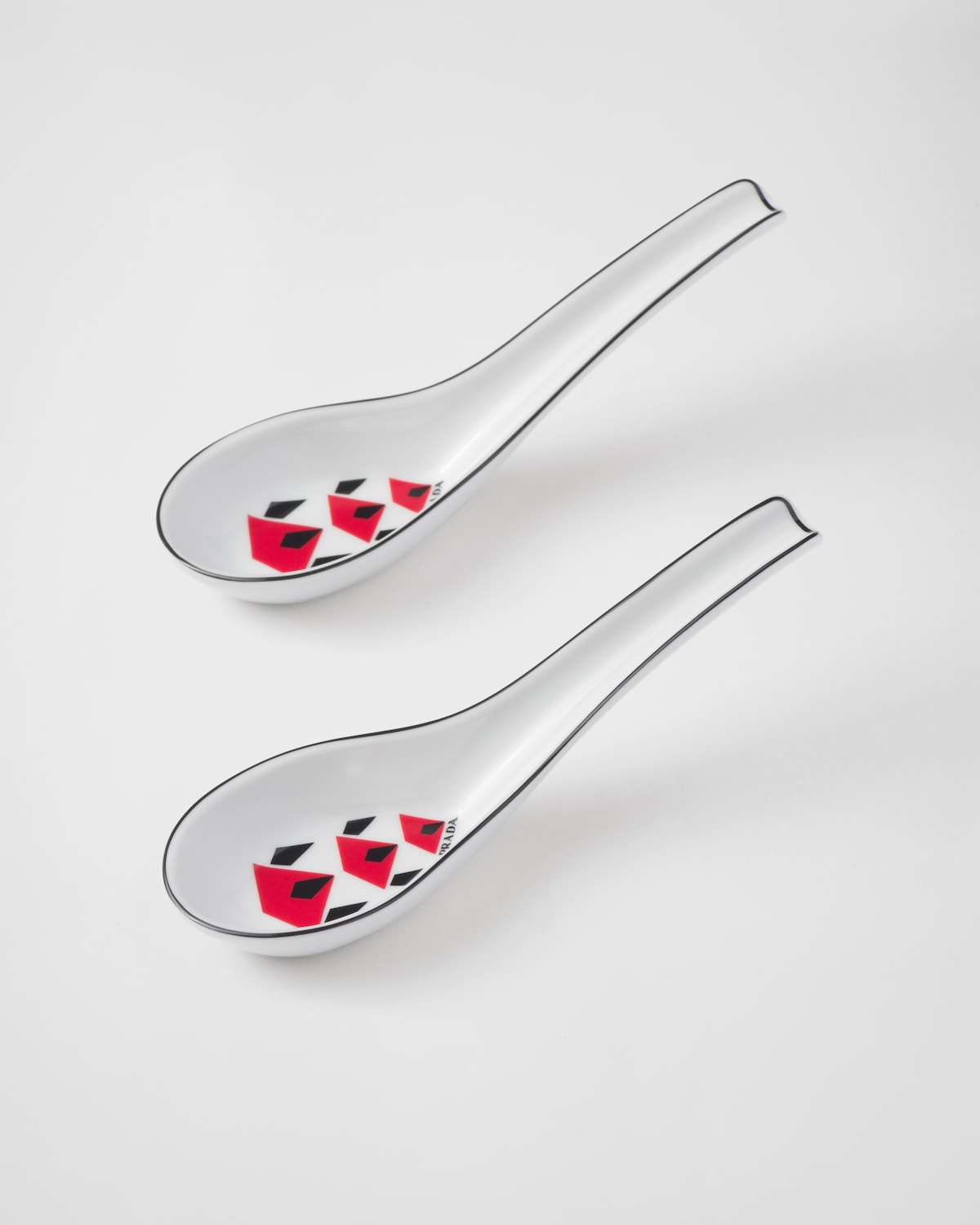 Black/red Set Of Two Porcelain Spoons - Vienna Red | PRADA
