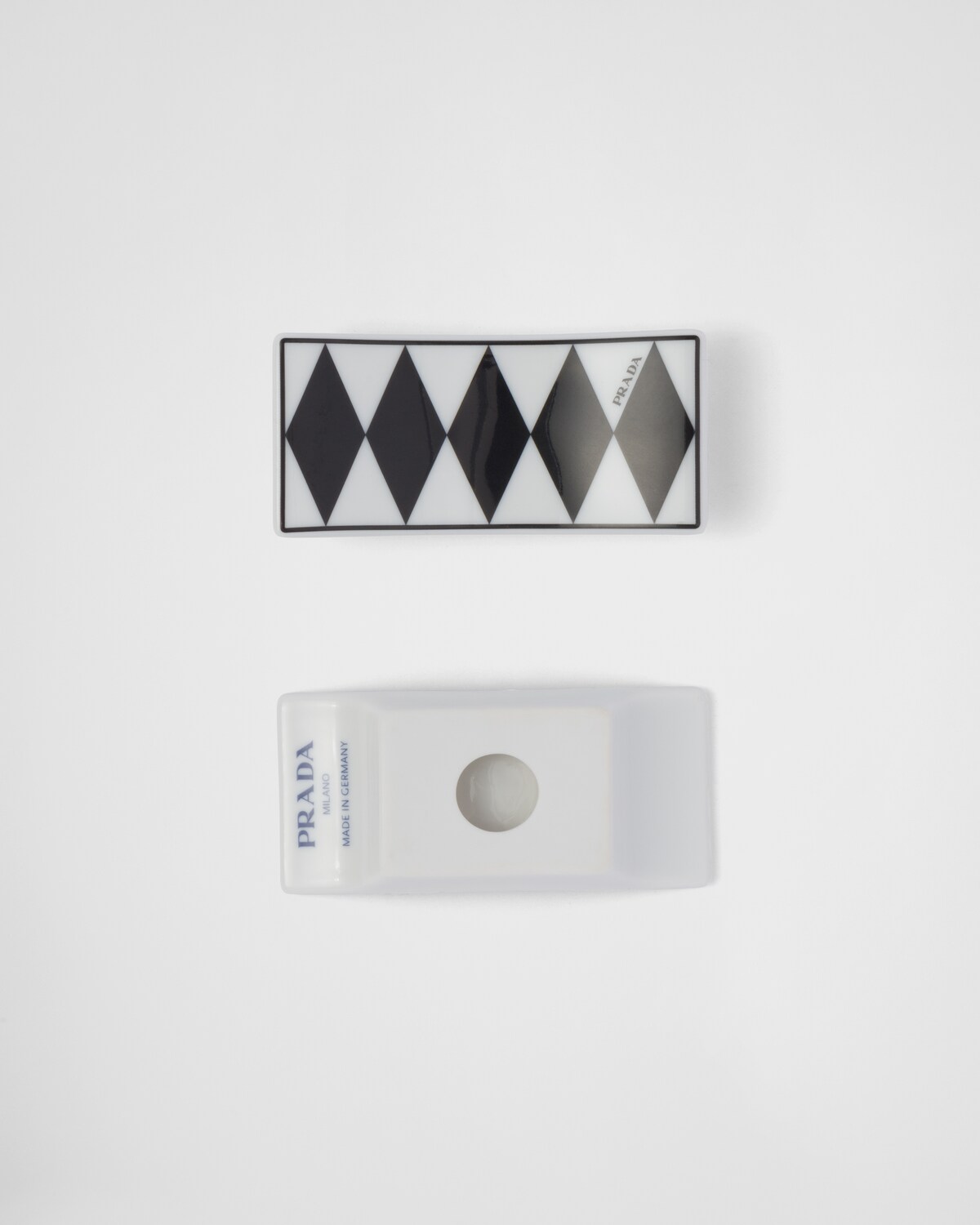 White/black Set Of Two Porcelain Chopstick Rests - Checkerboard | PRADA