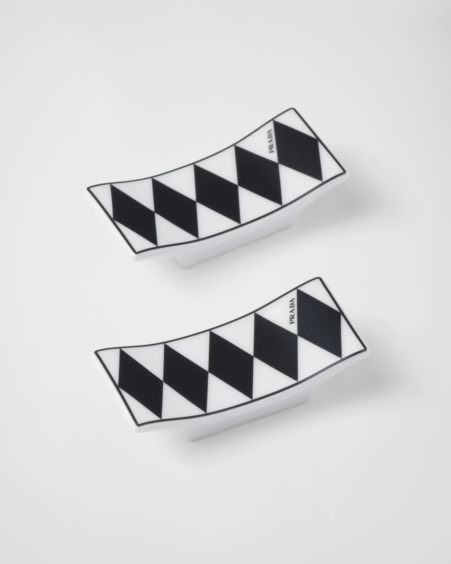 F0e5w Set Of Two Porcelain Chopstick Rests - Checkerboard | PRADA