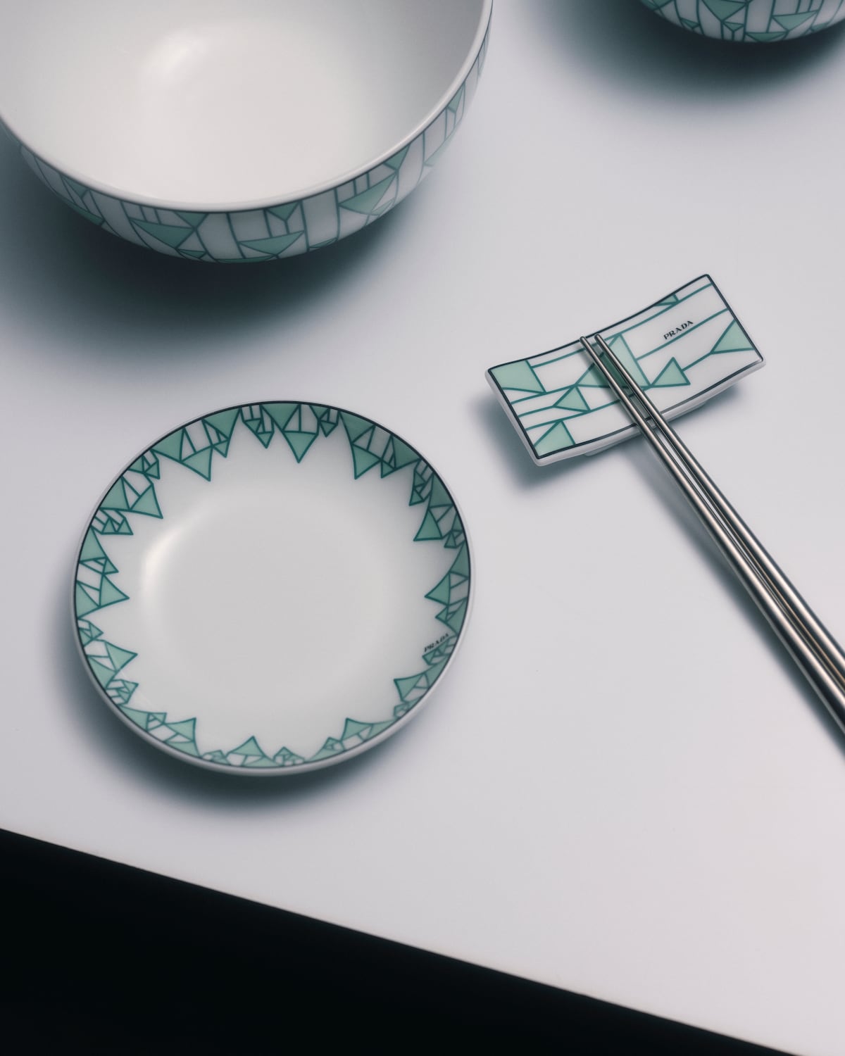 Green Set Of Two Porcelain Chopstick Rests - Vienna Green | PRADA