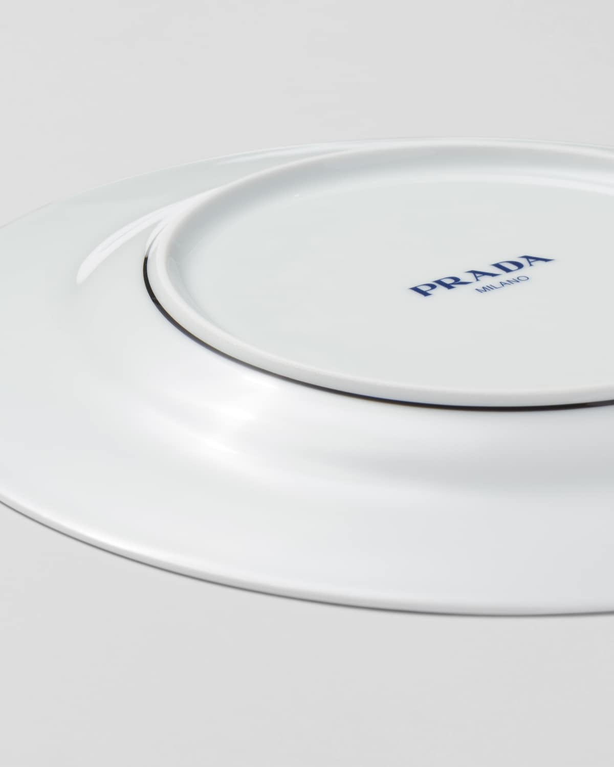 White/black Set of two porcelain dessert plates - Stripes | PRADA