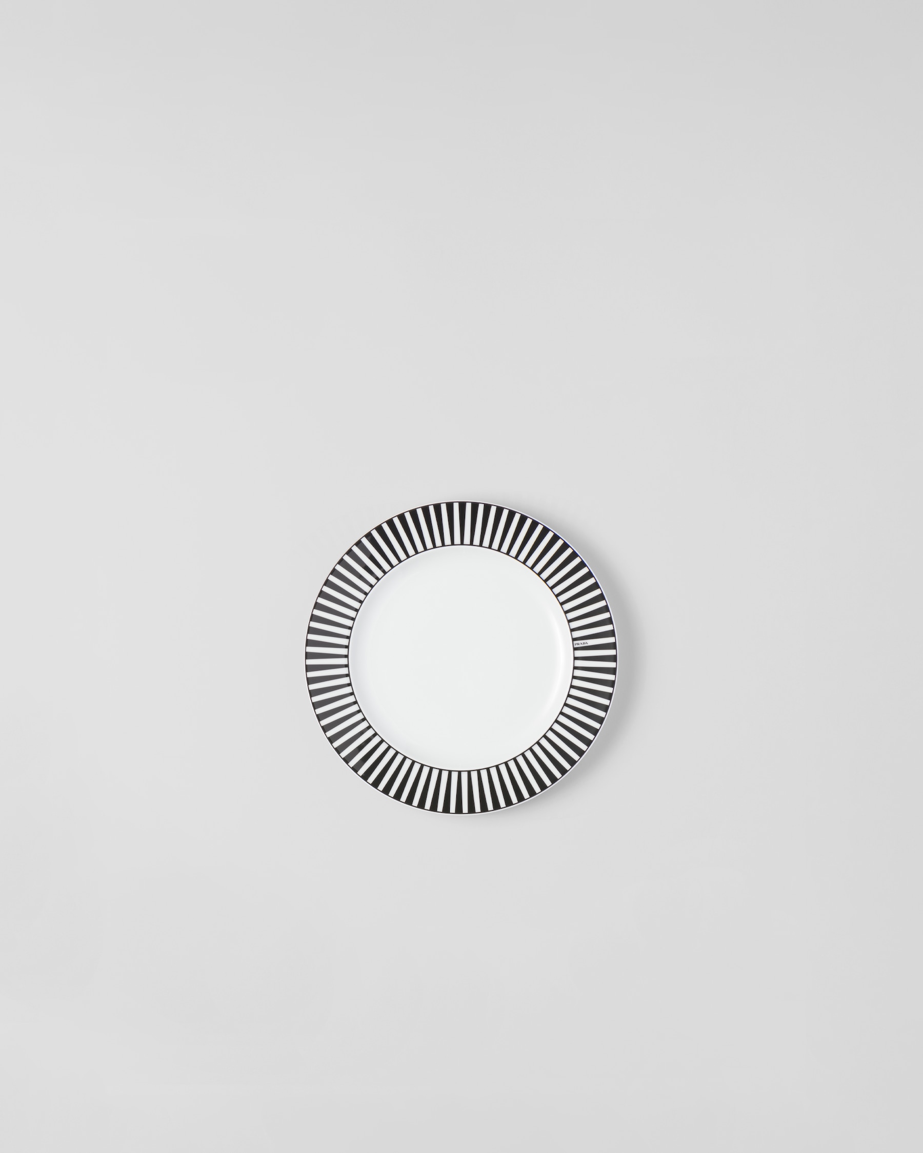 White/black Set of two porcelain dessert plates - Stripes | PRADA