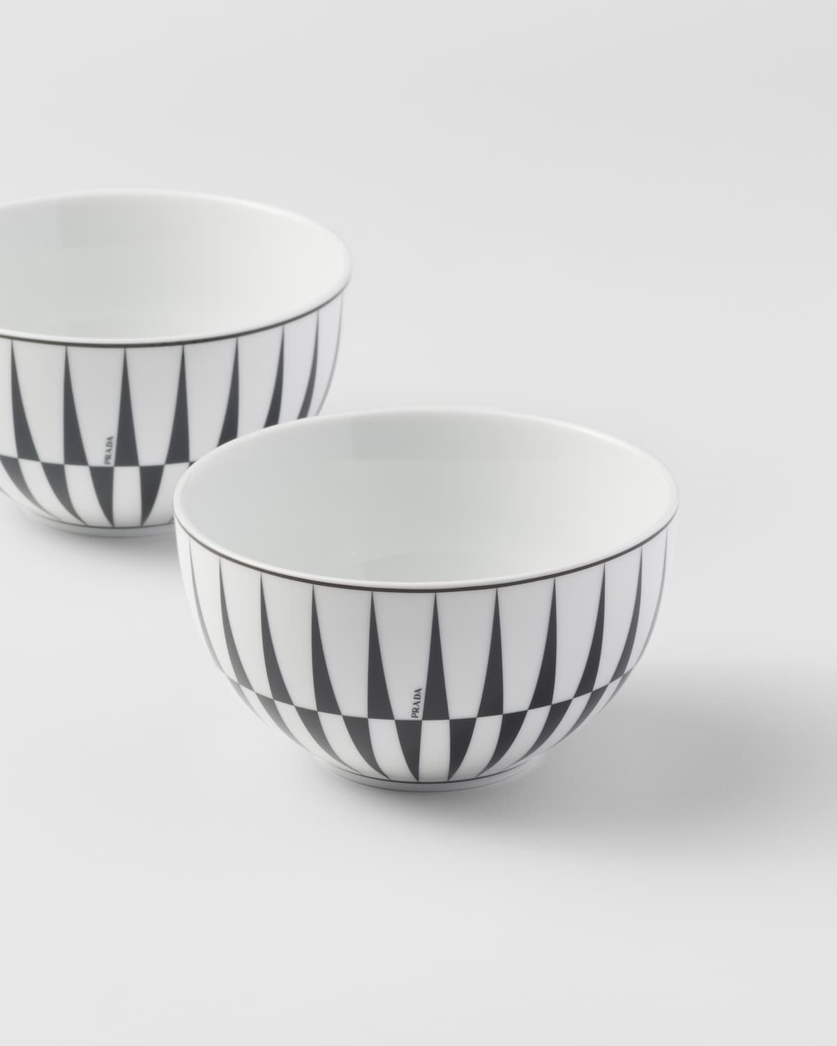 F0e5w Set Of Two Porcelain Rice Or Cereal Bowls - Stripes | PRADA