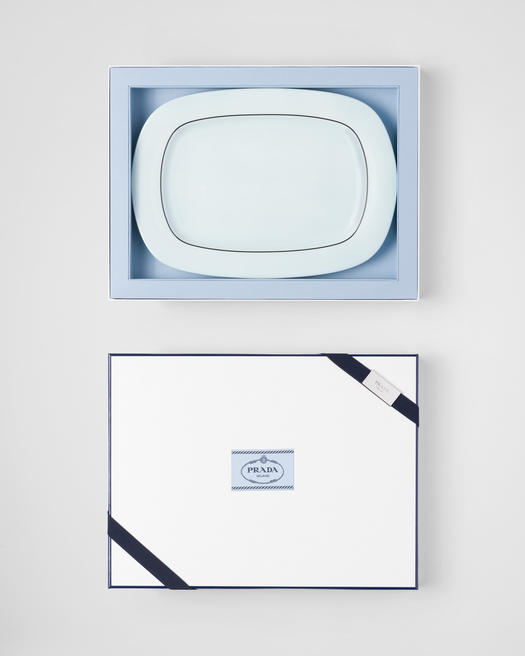 Celadon Light Blue Rectangular porcelain tray - Celadon | PRADA
