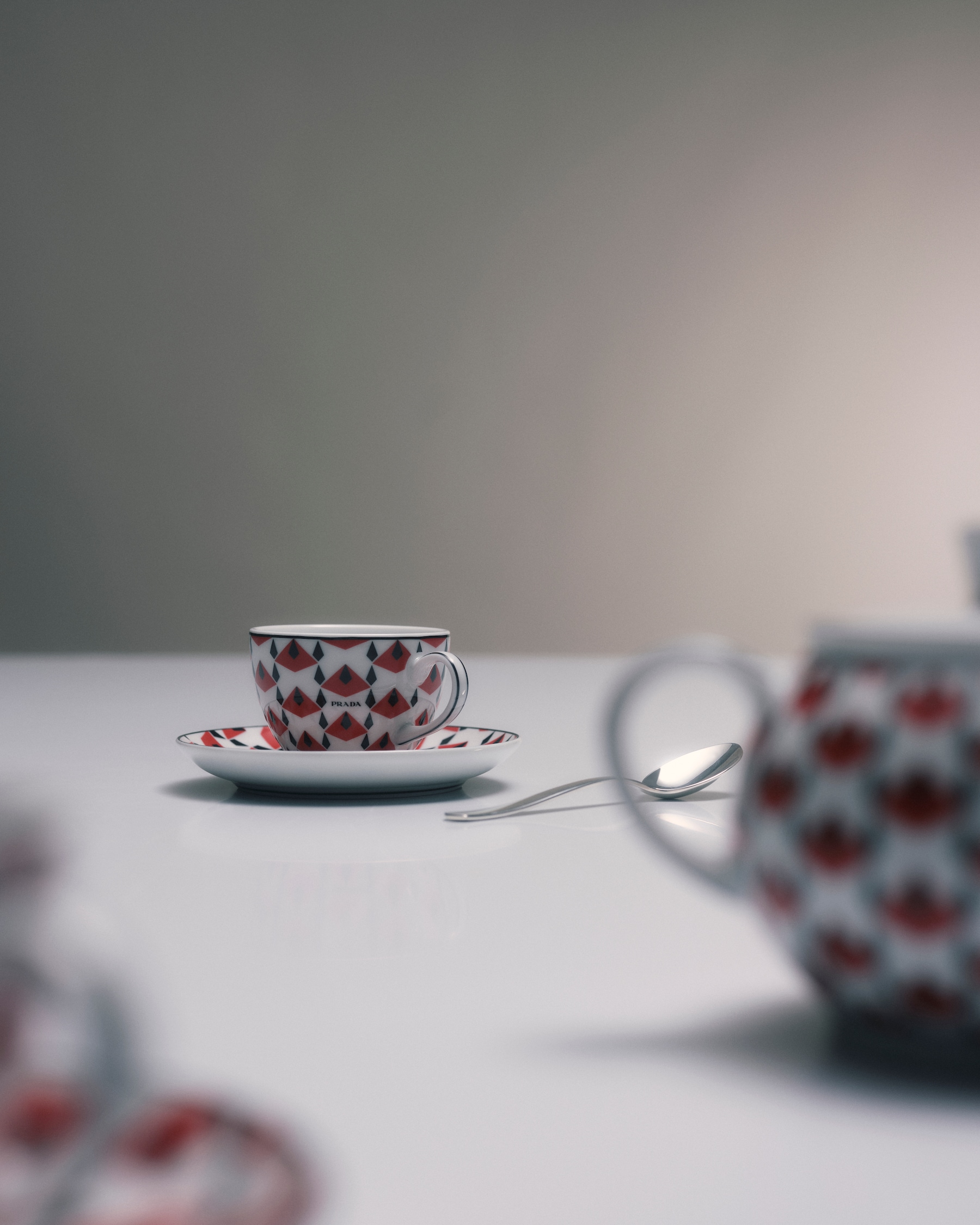 Black/red Set of four porcelain espresso cups - Vienna Red | PRADA