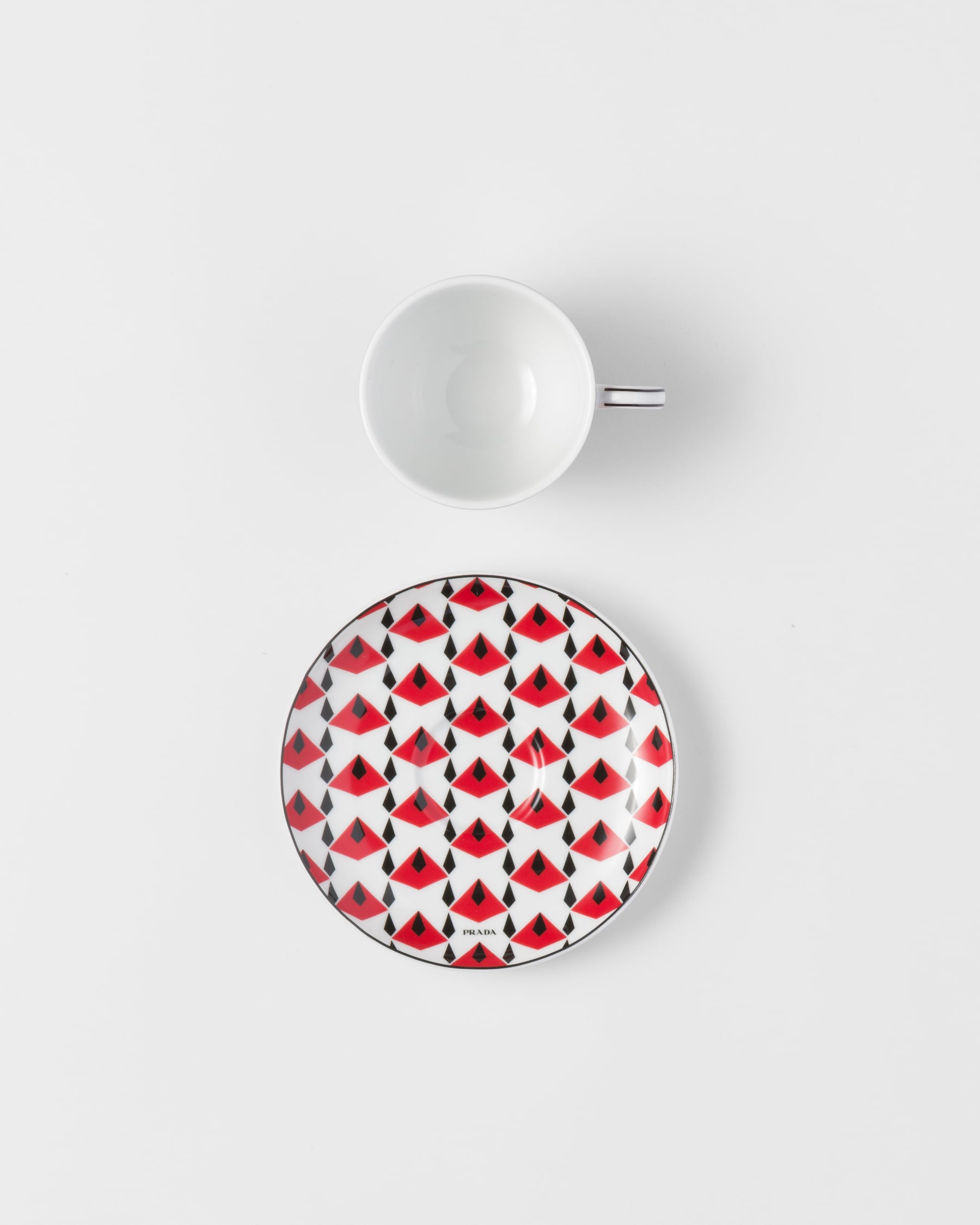 Black/red Set of four porcelain espresso cups - Vienna Red | PRADA