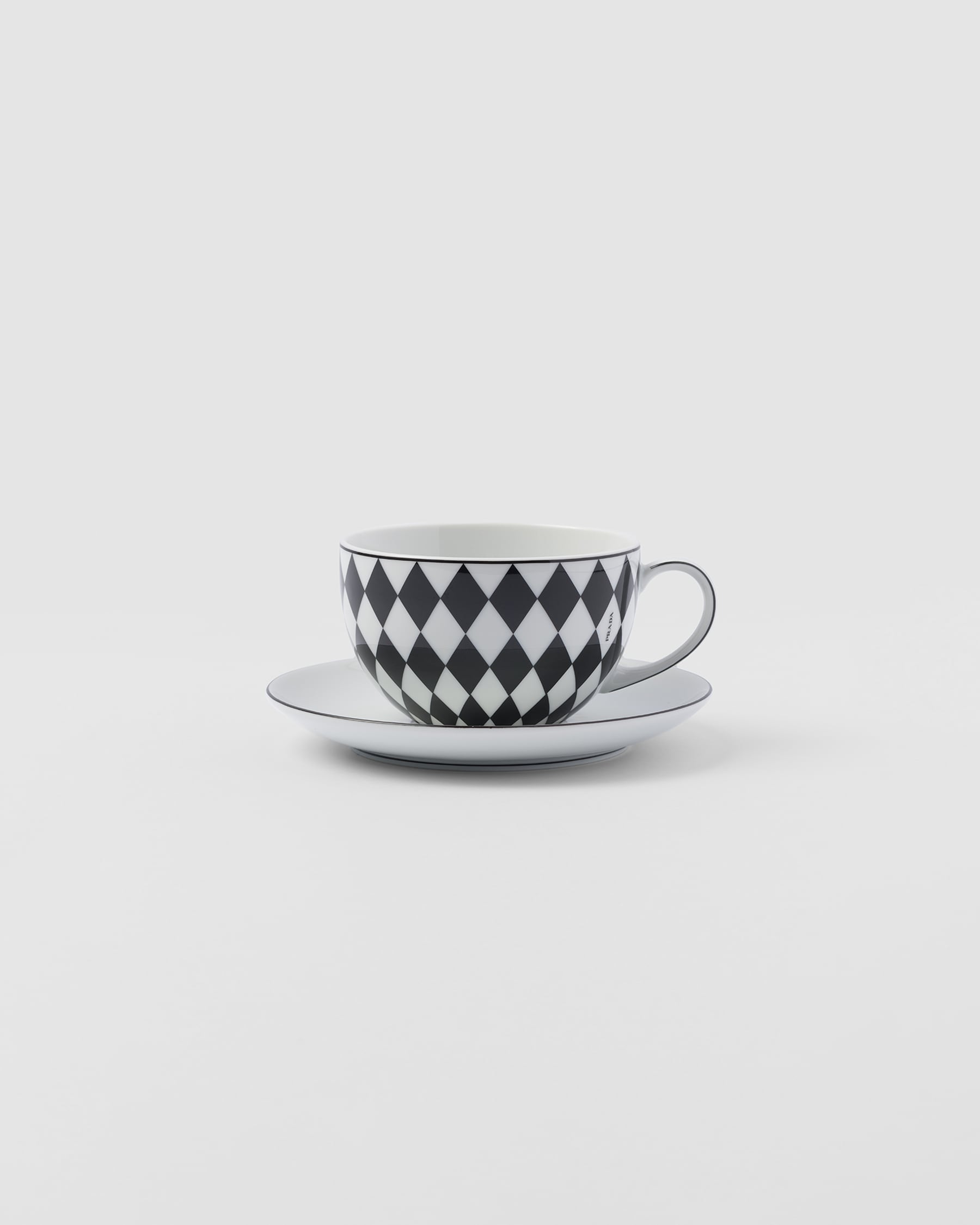 F0e5w Set Of Two Porcelain Tea Cups - Checkerboard | PRADA