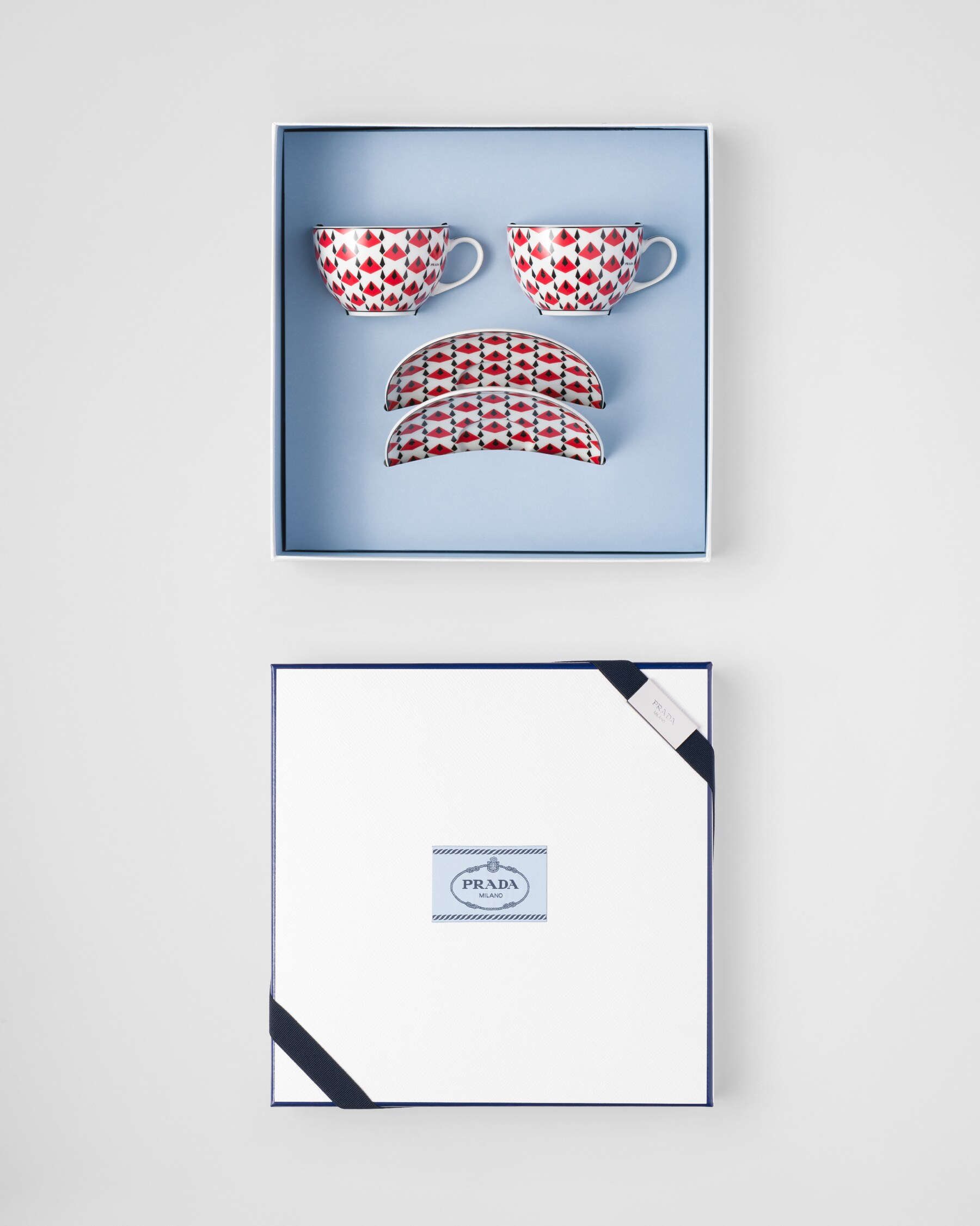 Black/red Set Of Two Porcelain Tea Cups - Vienna Red | PRADA