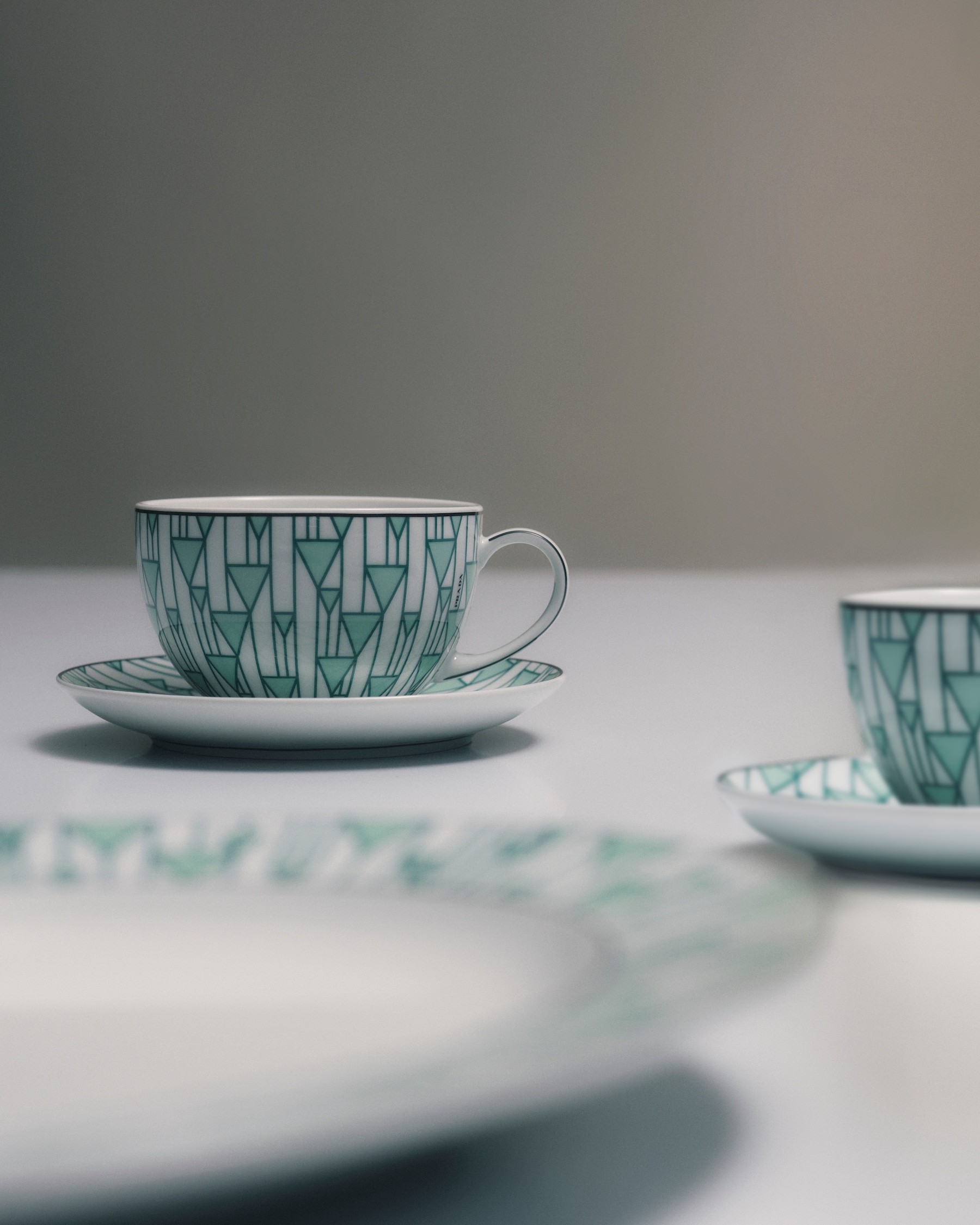 Green Set of two porcelain cappuccino cups - Vienna Green | PRADA