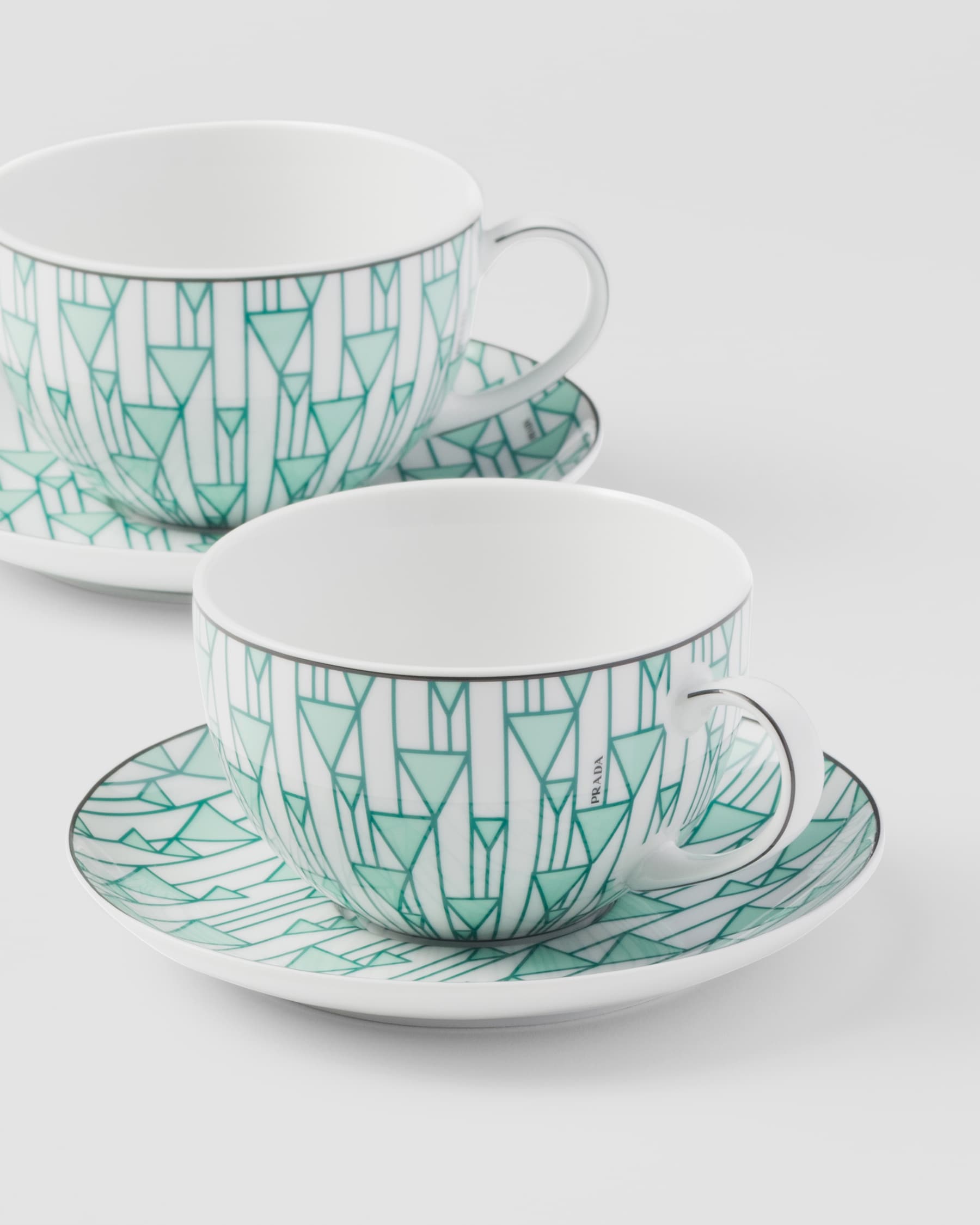 Green Set of two porcelain cappuccino cups - Vienna Green | PRADA