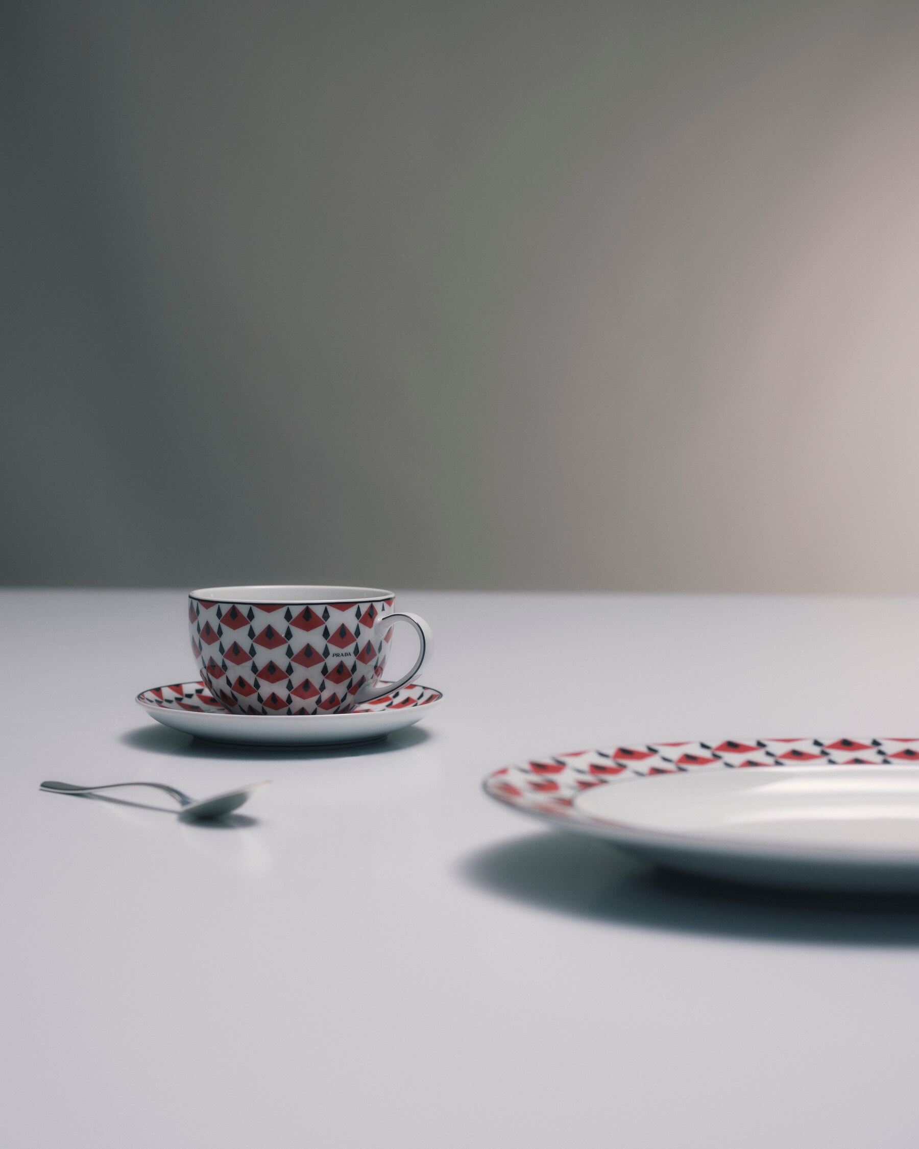 Black/red Set Of Two Porcelain Cappuccino Cups - Vienna Red | PRADA