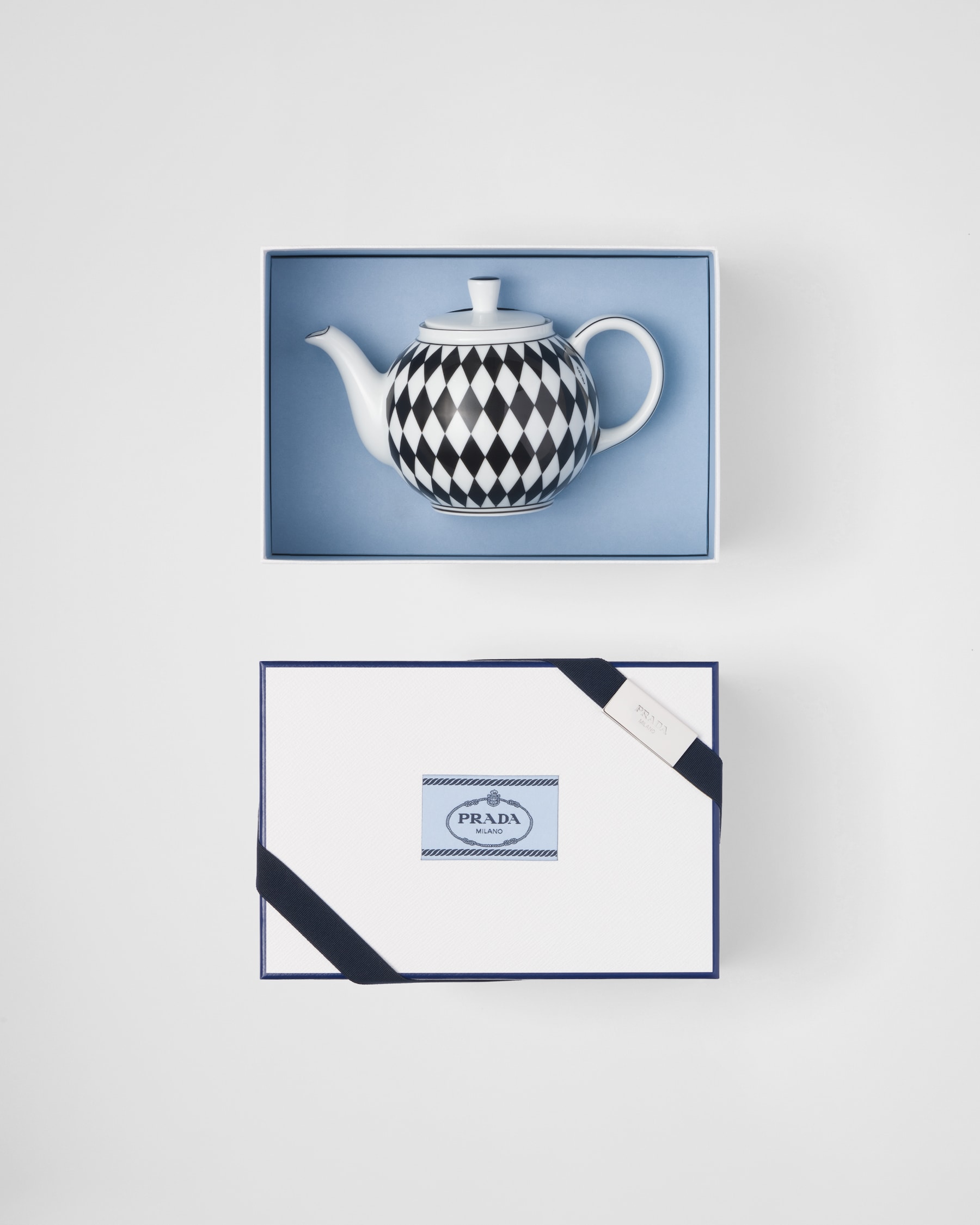 White/black Porcelain Teapot - Checkerboard | PRADA