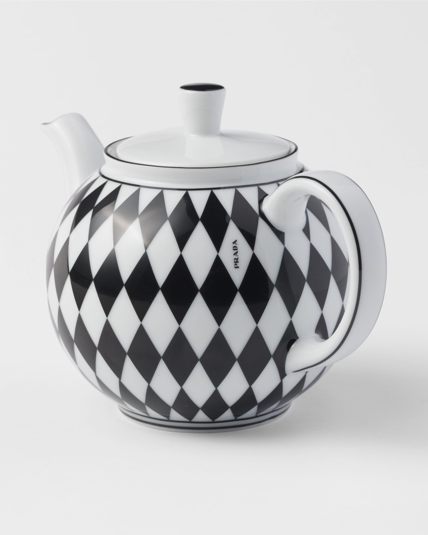 White/black Porcelain Teapot - Checkerboard | PRADA