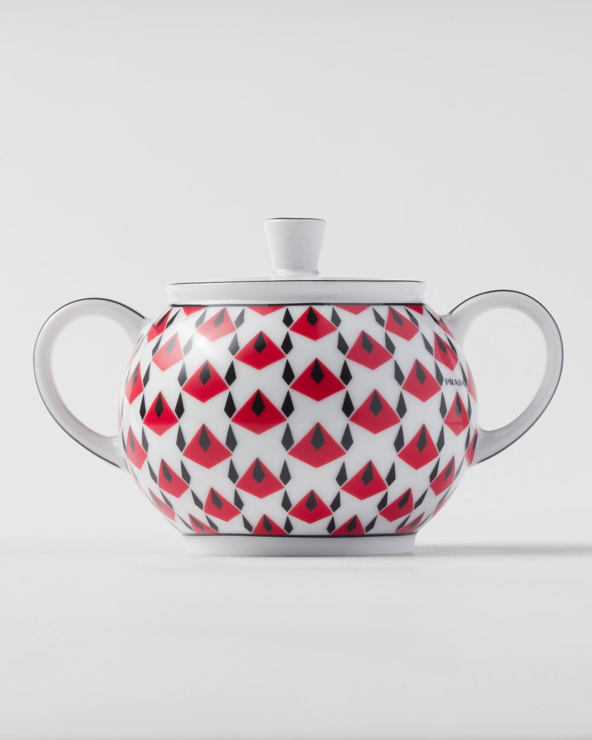 Black/red Porcelain Milk Jug And Sugar Bowl Set - Vienna Red | PRADA