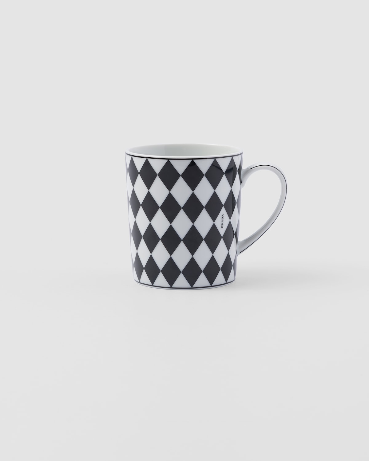 White/black Porcelain mug - Checkerboard | PRADA
