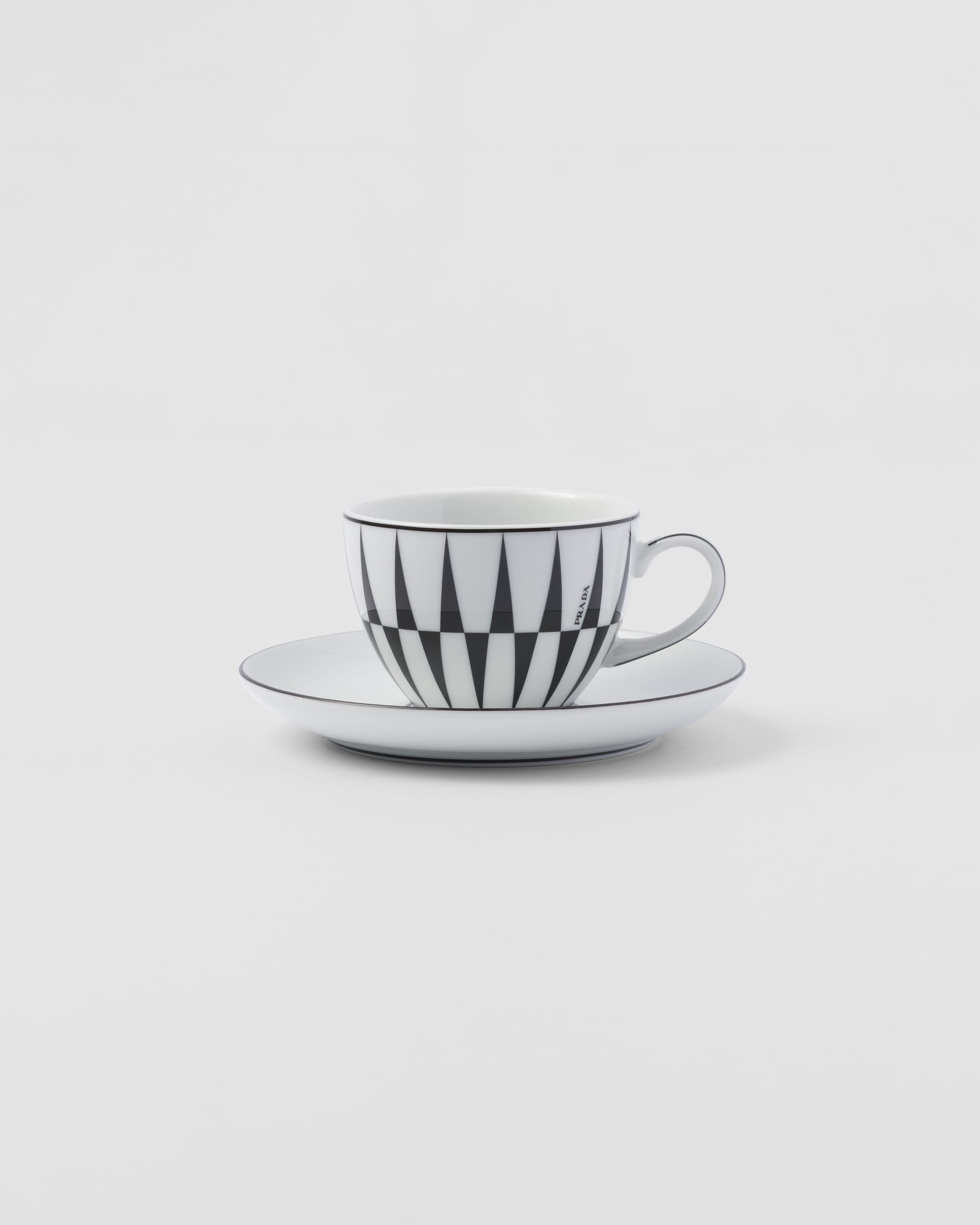 White/black Set of four porcelain espresso cups - Stripes | PRADA