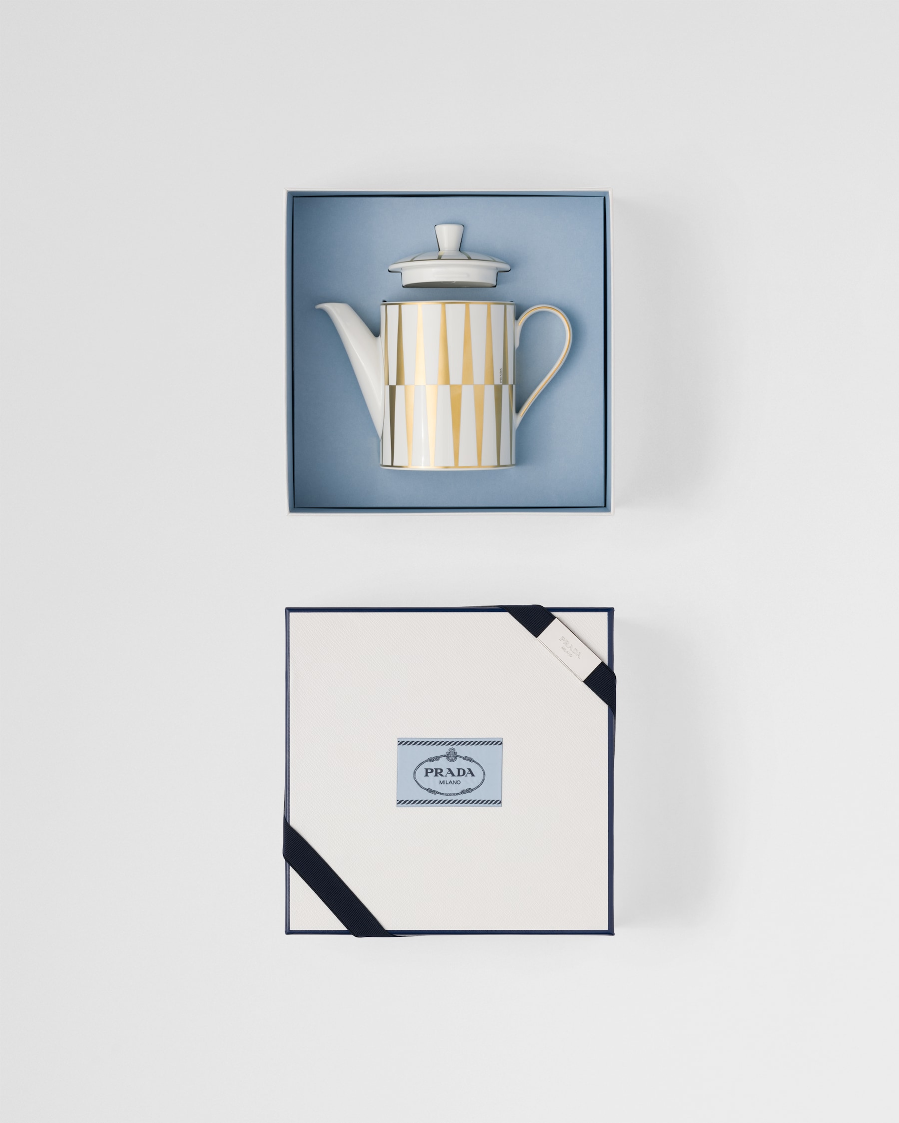 White/gold Porcelain coffee pot - Stripes | PRADA