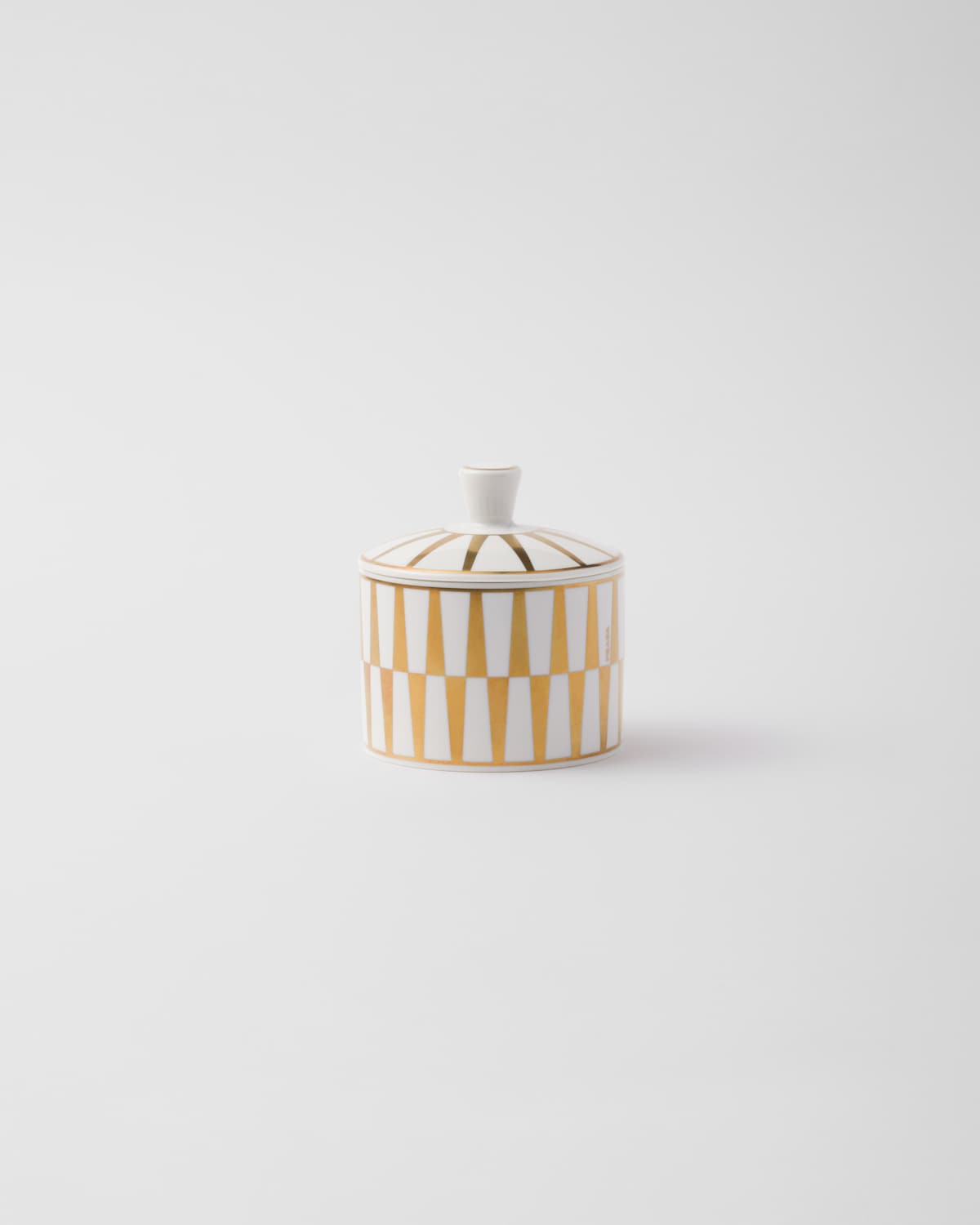 White/gold Porcelain sugar bowl - Stripes | PRADA