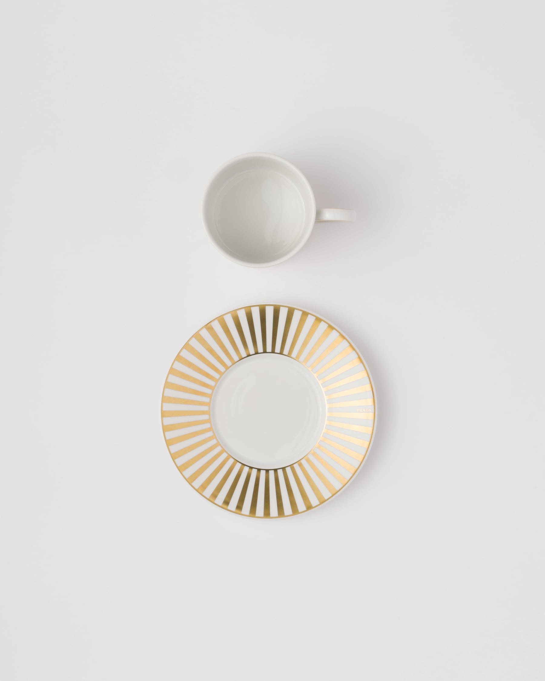 White/gold Porcelain tea cup - Stripes | PRADA
