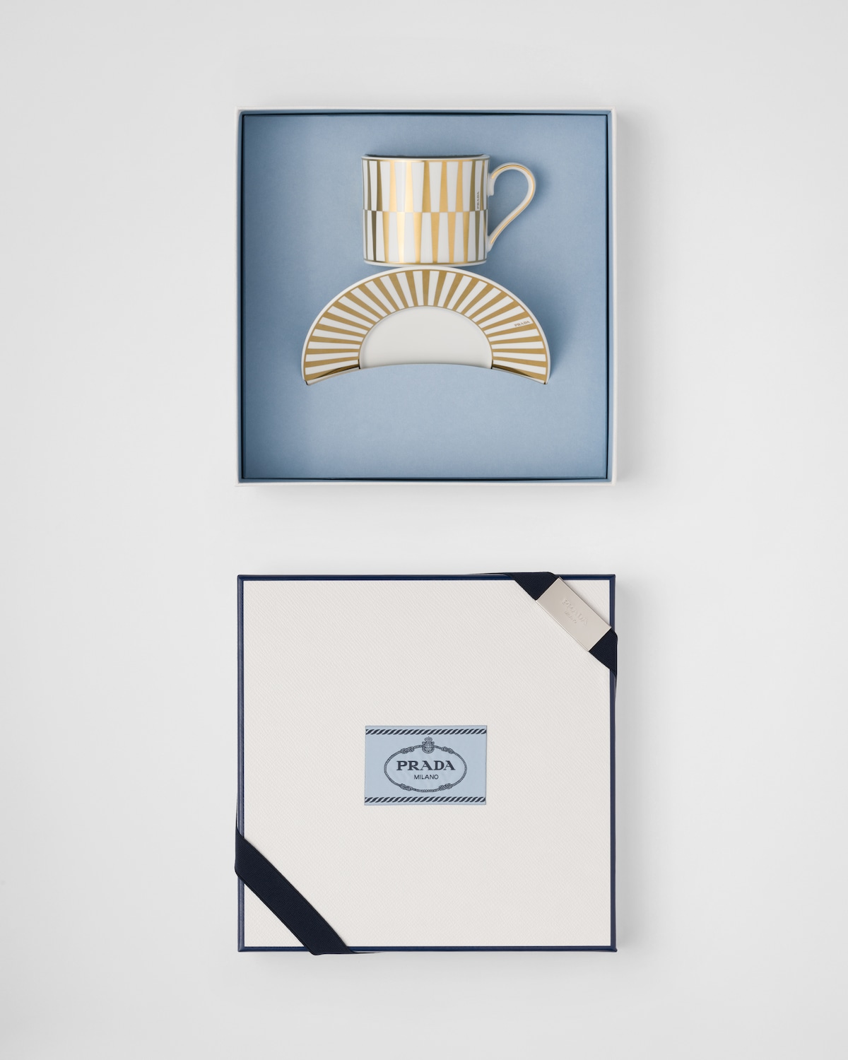 White/gold Porcelain tea cup - Stripes | PRADA