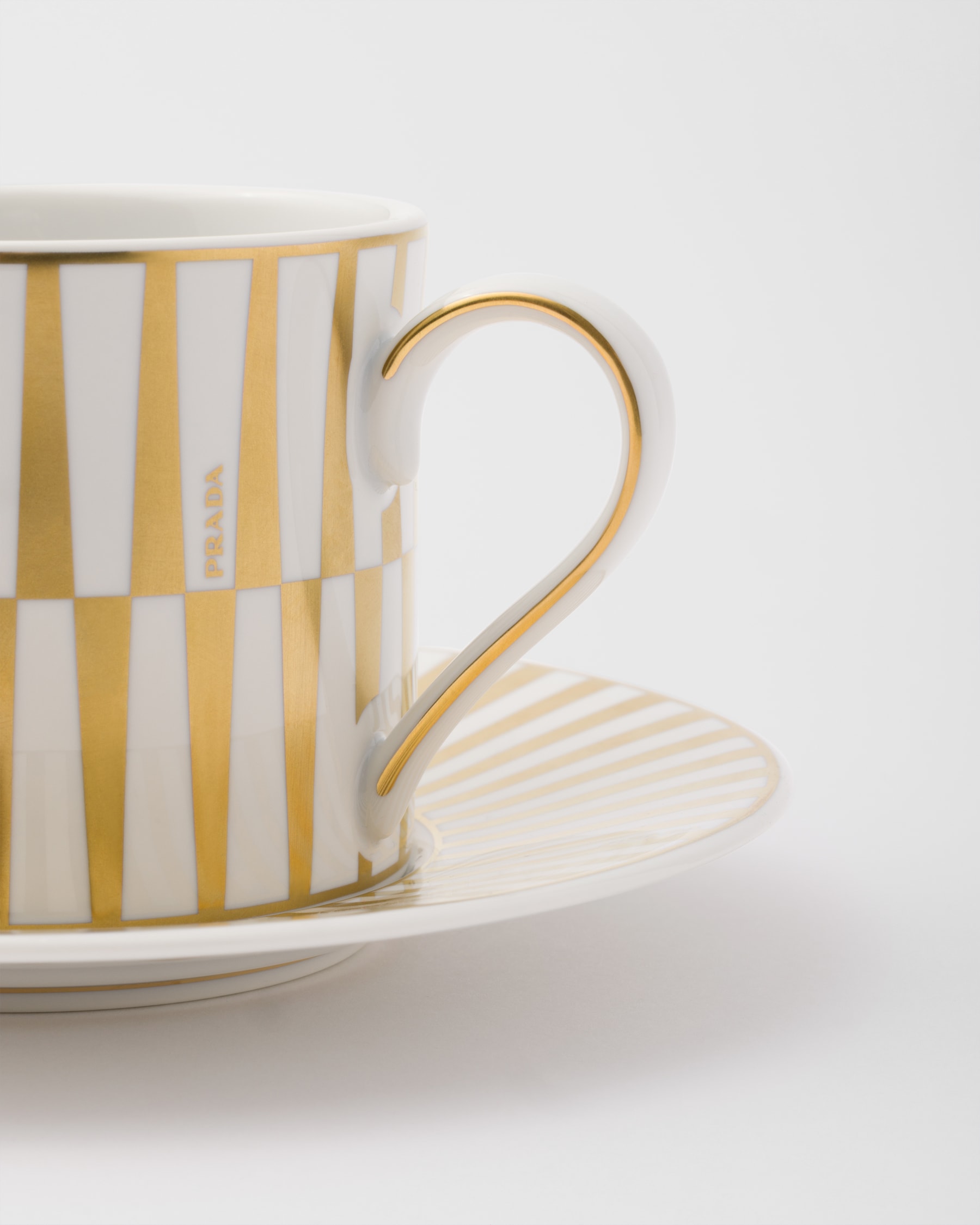 White/gold Porcelain tea cup - Stripes | PRADA