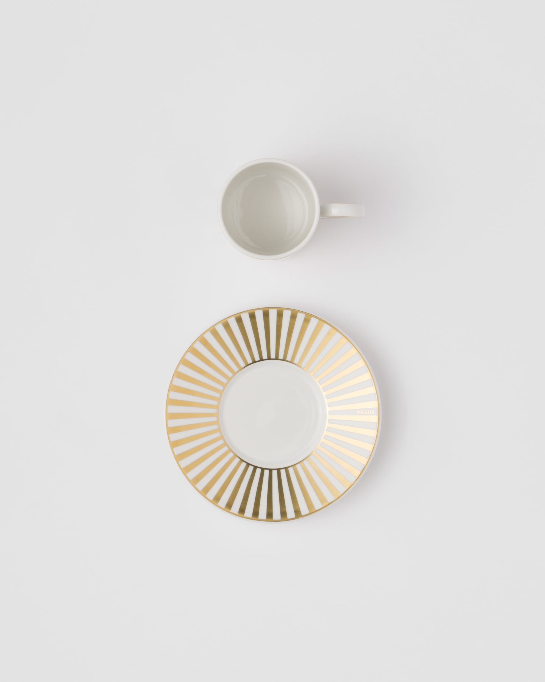 White/gold Porcelain coffee cup - Stripes | PRADA