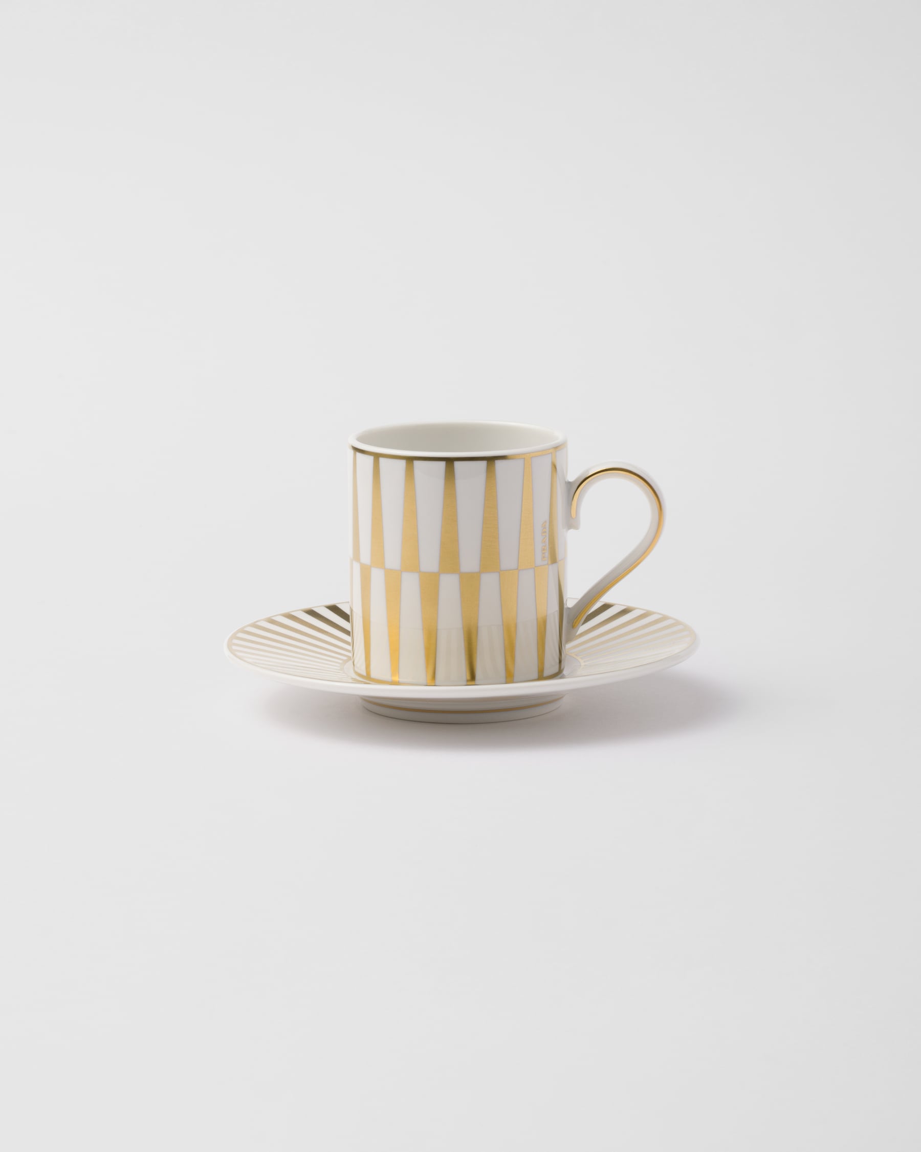 White/gold Porcelain coffee cup - Stripes | PRADA