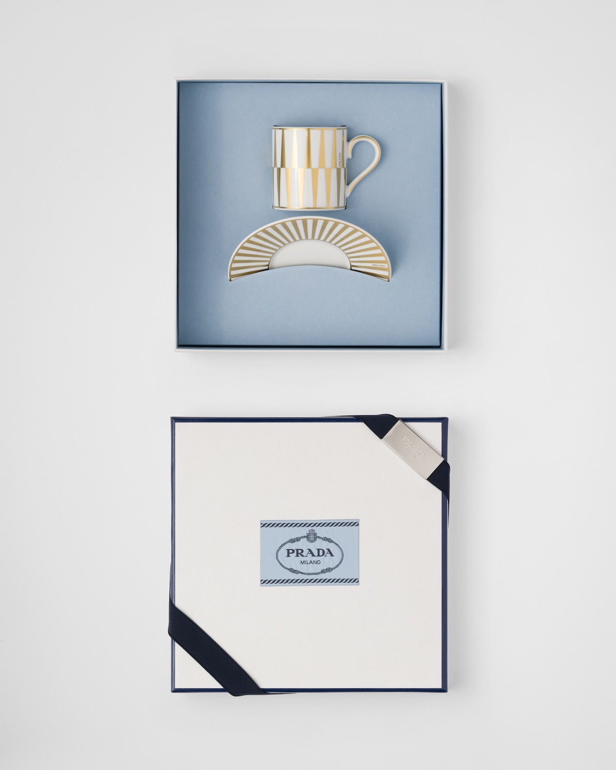 White/gold Porcelain coffee cup - Stripes | PRADA
