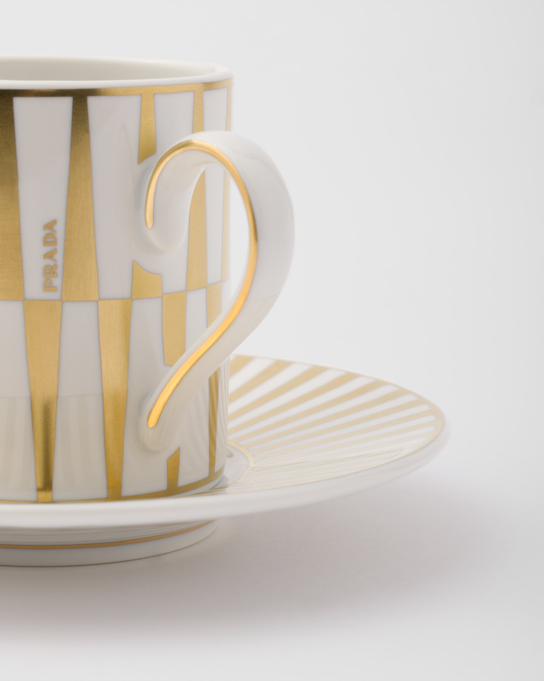 White/gold Porcelain coffee cup - Stripes | PRADA