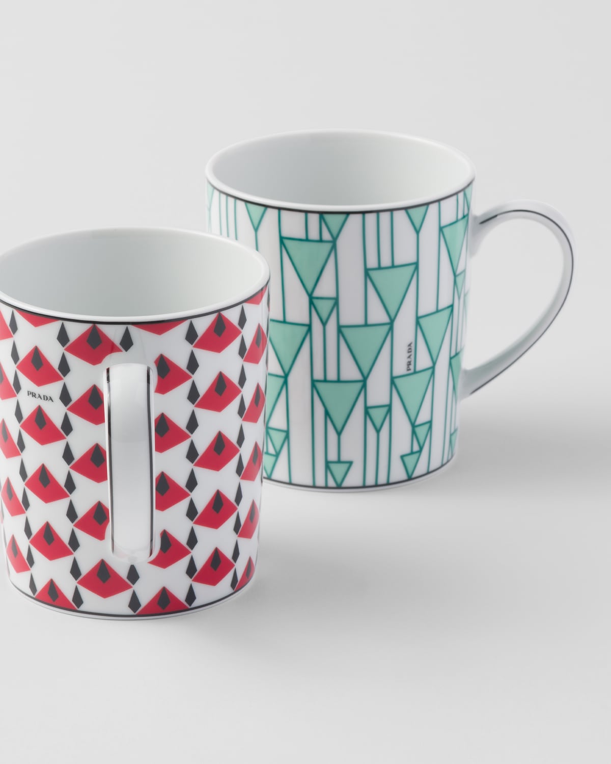 Black/red/green Set of two porcelain mugs - Vienna Red | PRADA