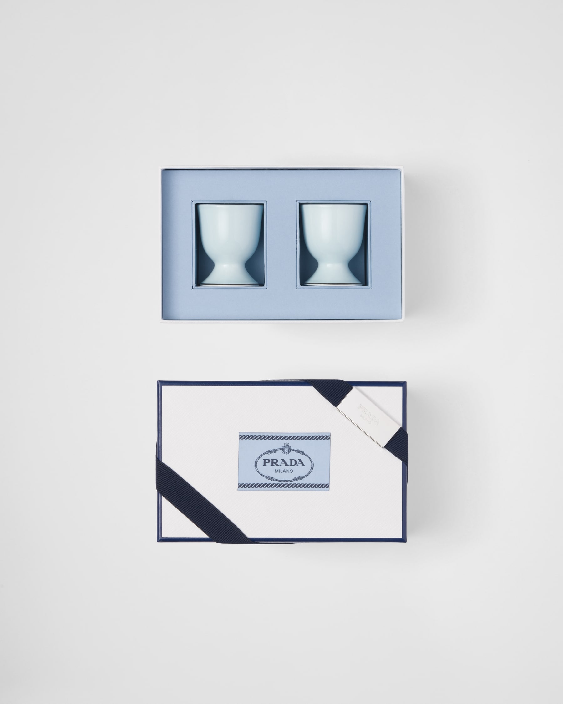 F03hv Set Of Two Porcelain Egg Cups - Celadon | PRADA