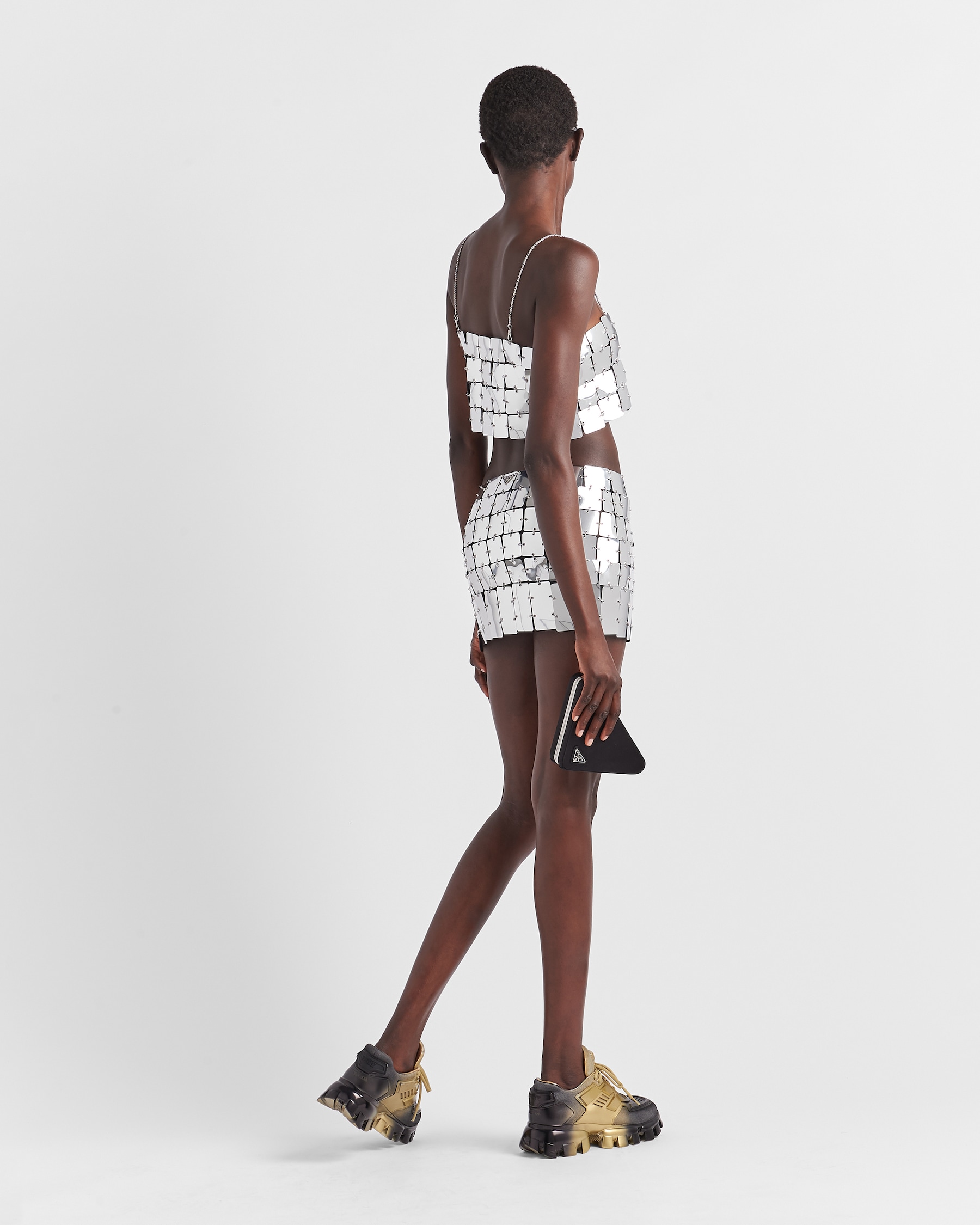 Silver Chainmail Maxi-sequin Miniskirt | PRADA