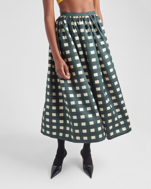 Green Printed silk and wool midi-skirt | Prada
