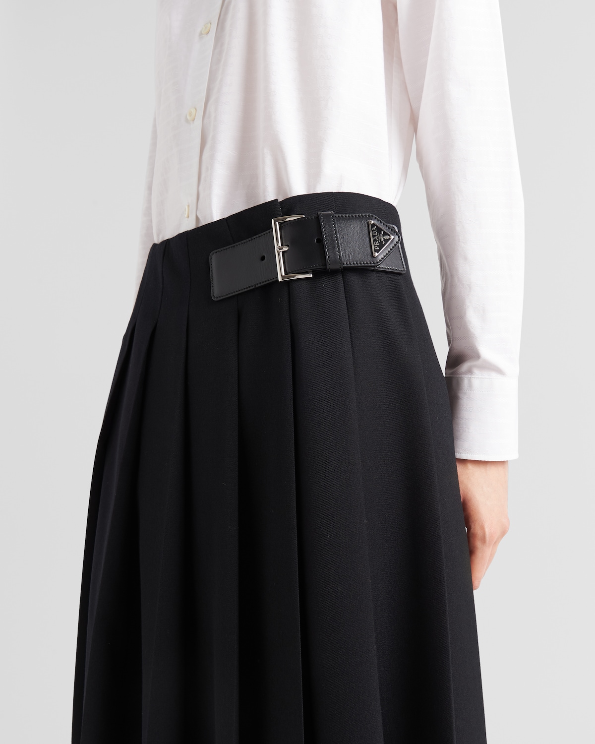 Jupe Mi-longue En Gabardine Noir | PRADA