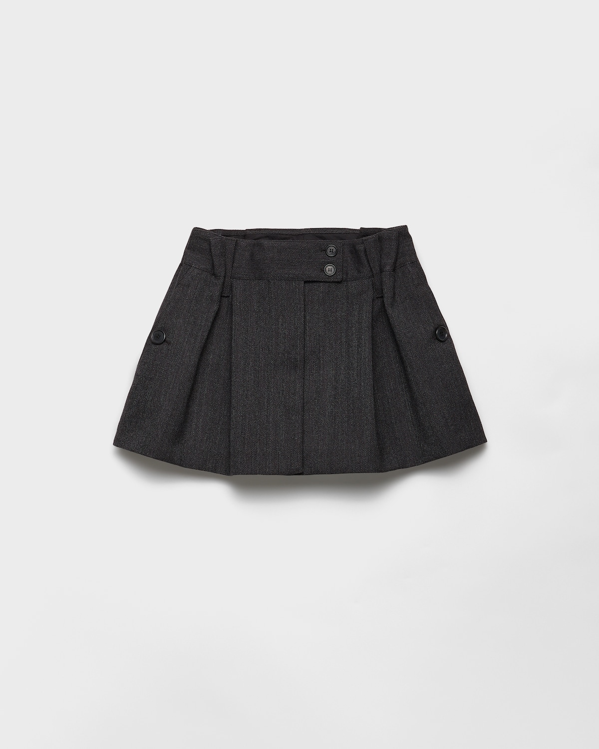 Anthracite Gray Chevron Wool Mini Skirt | PRADA - United States