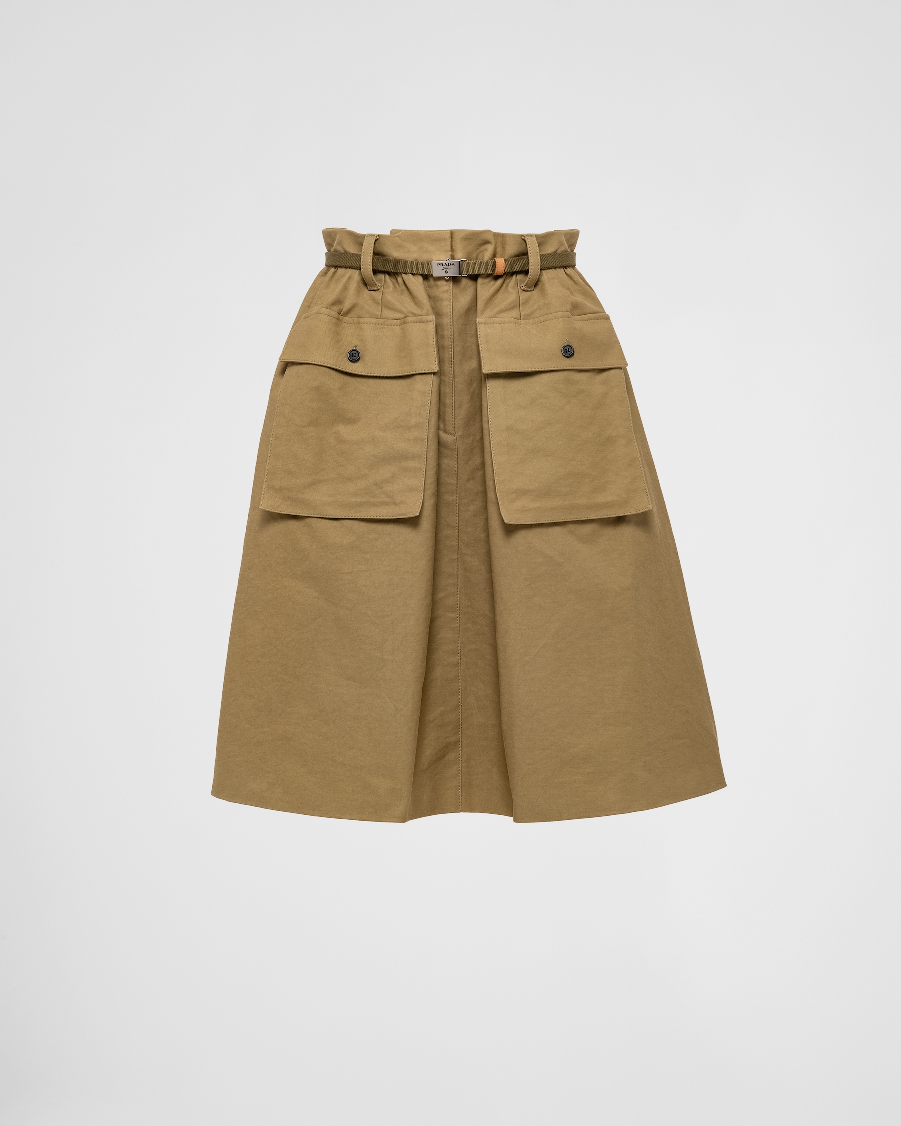 Olive Green Cotton Satin Midi-skirt | PRADA