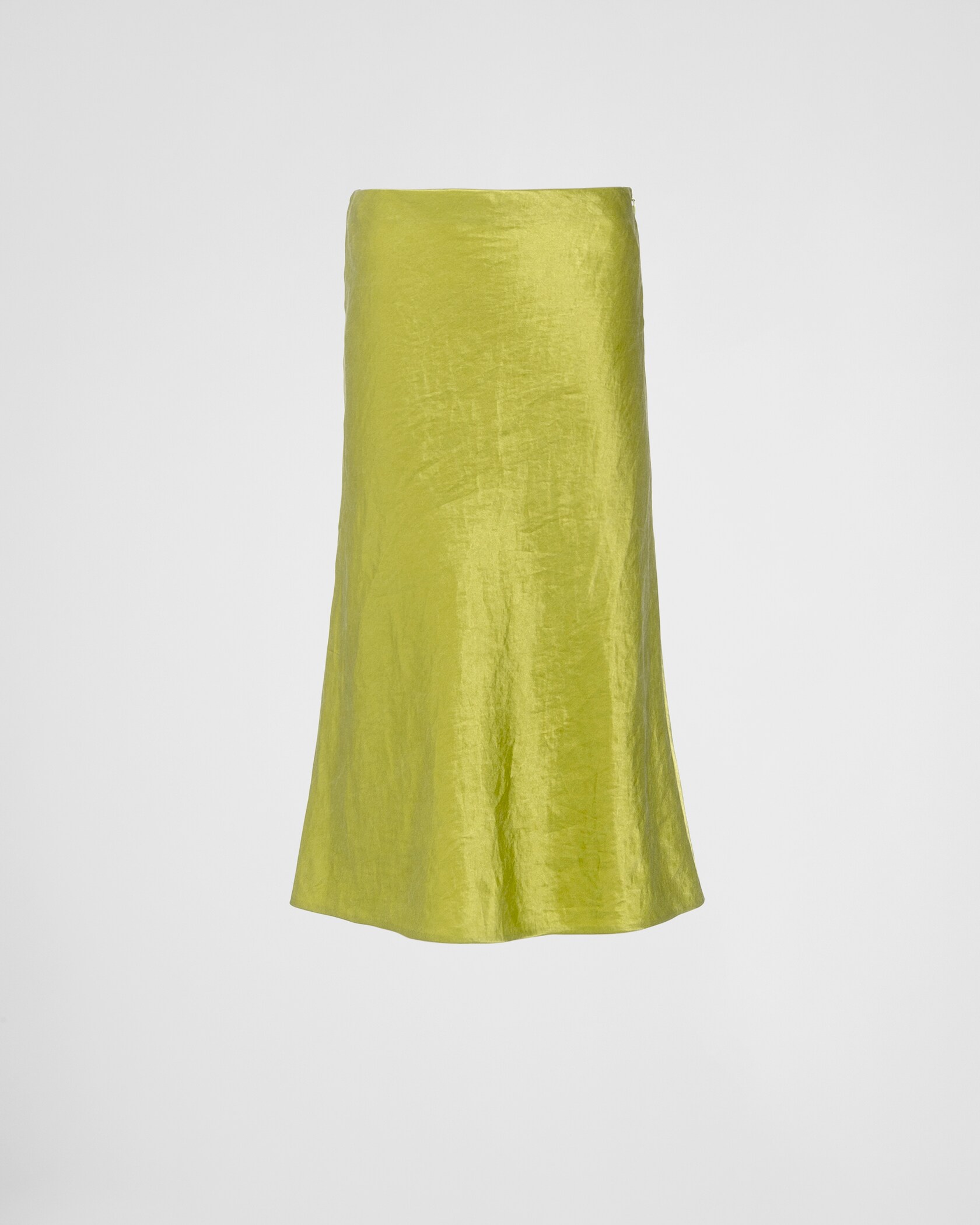 Fern Green Satin Midi Skirt | PRADA