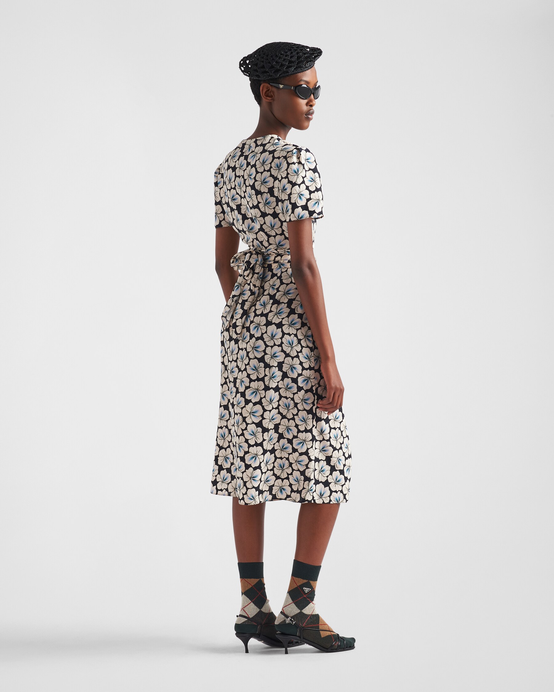 Black Printed Pongee Midi-skirt | PRADA